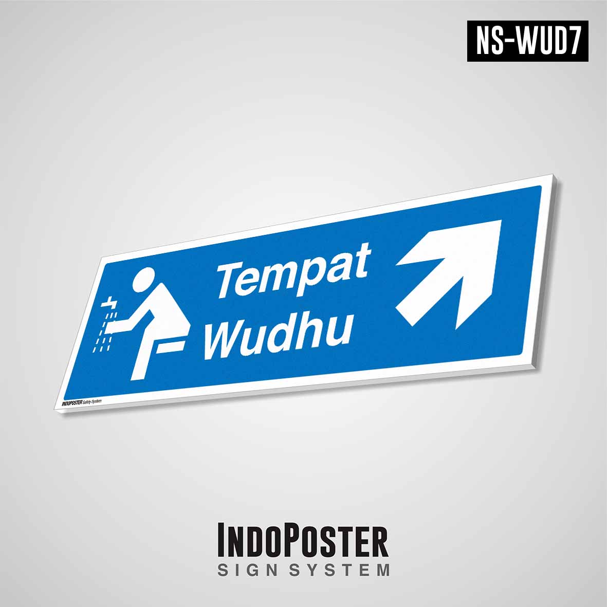 Sign Rambu Petunjuk Ruangan PVC Tempat Wudhu Arah Kanan Atas | Lazada ...
