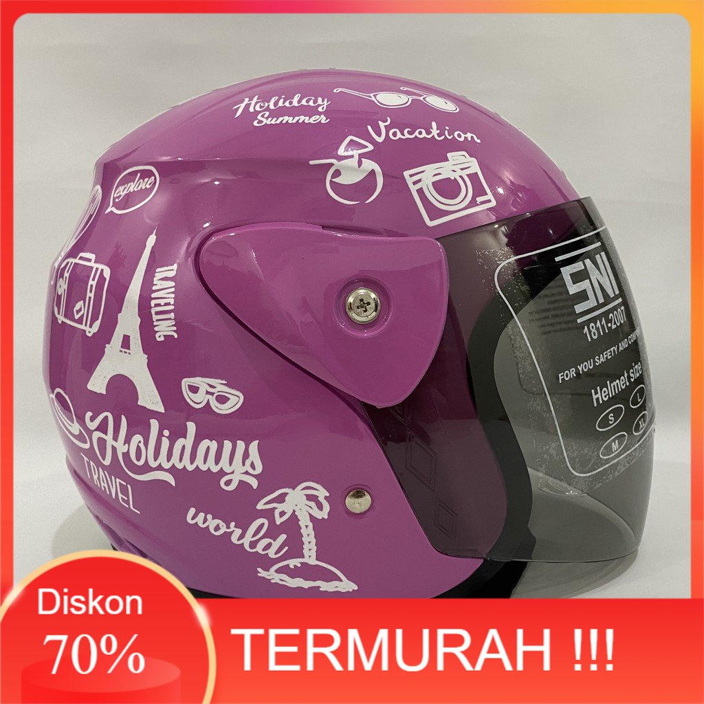 Helm Motor Evo Traveling Pink Putih Helem Helm Motoret - Helm Motor SNI ...