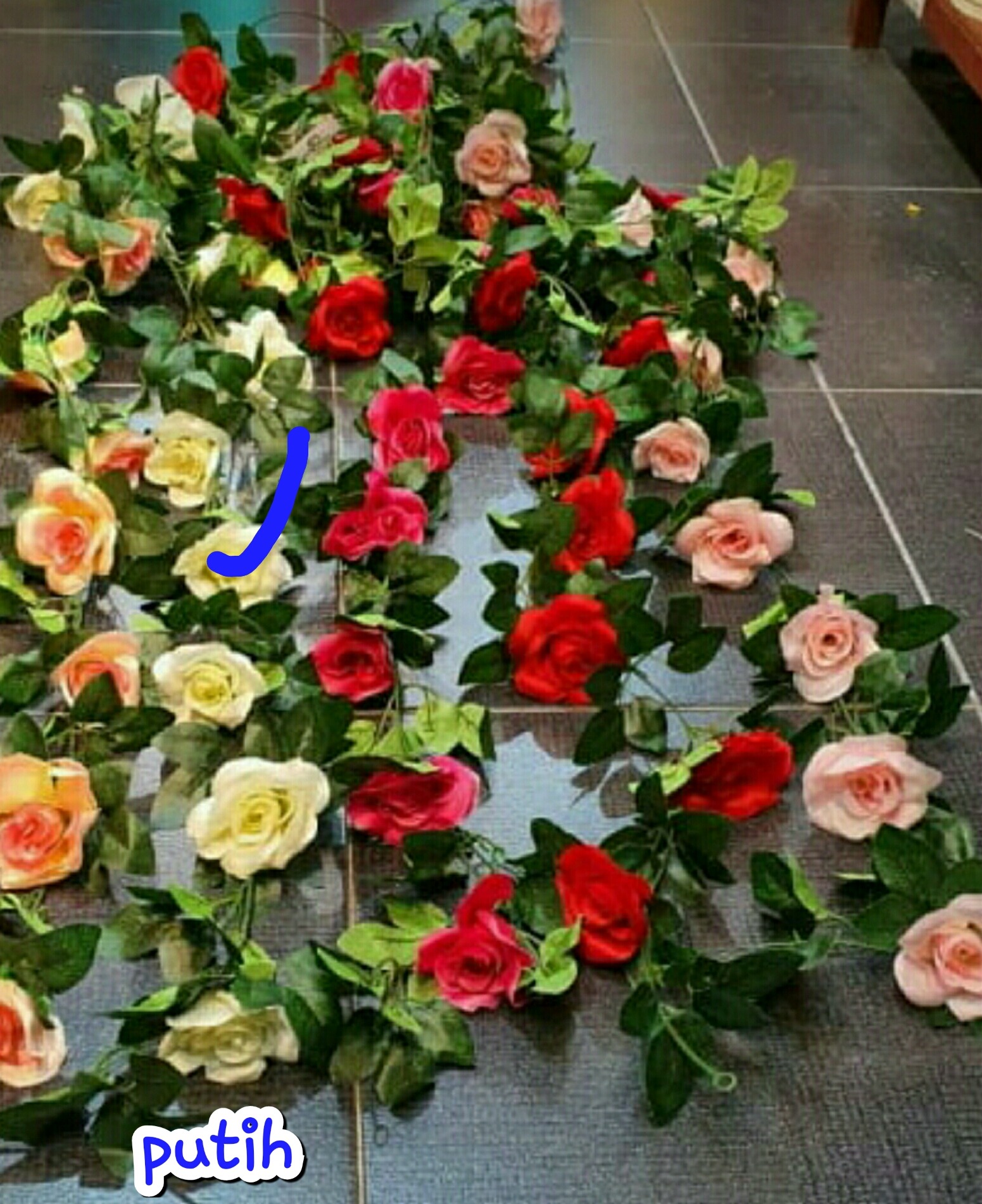 Garlan rose/bunga/juntai/panjang/plastik/mawar/artificia/dekorasi ...