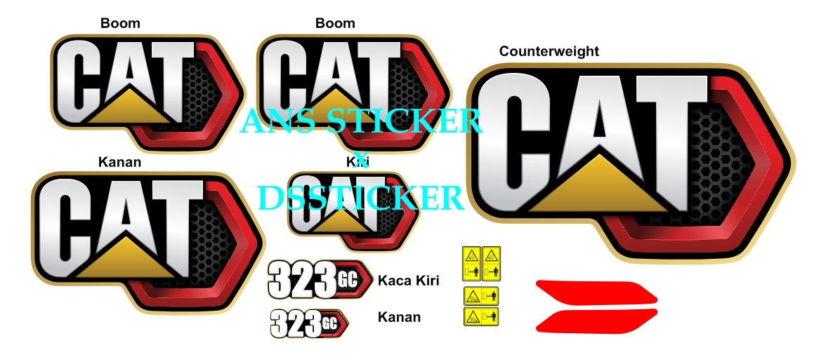 Sticker Excavator / Stiker Alat Berat Caterpillar CAT 323 GC Logo Baru ...