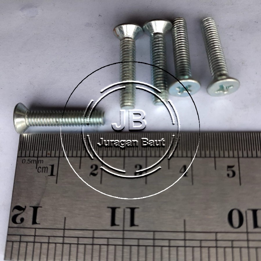 10 BUAH BAUT JF M4 X 20 FLAT HEAD SEKRUP M4X20 PANJANG 2CM 2 CM 4X20 4 ...