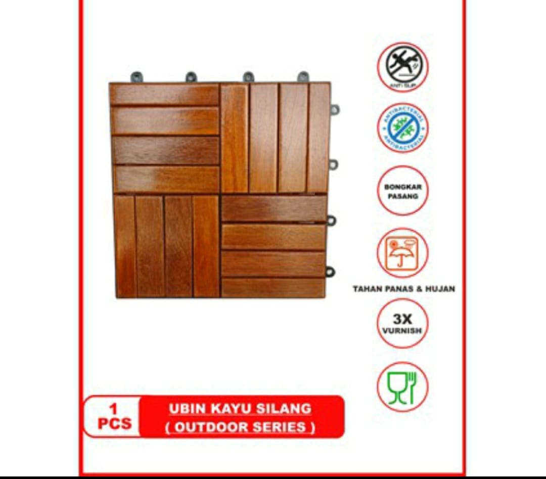 Ubin Lantai Kayu Decking Tile 30 x 30cm Outdoor Indoor Full Vurnish ...