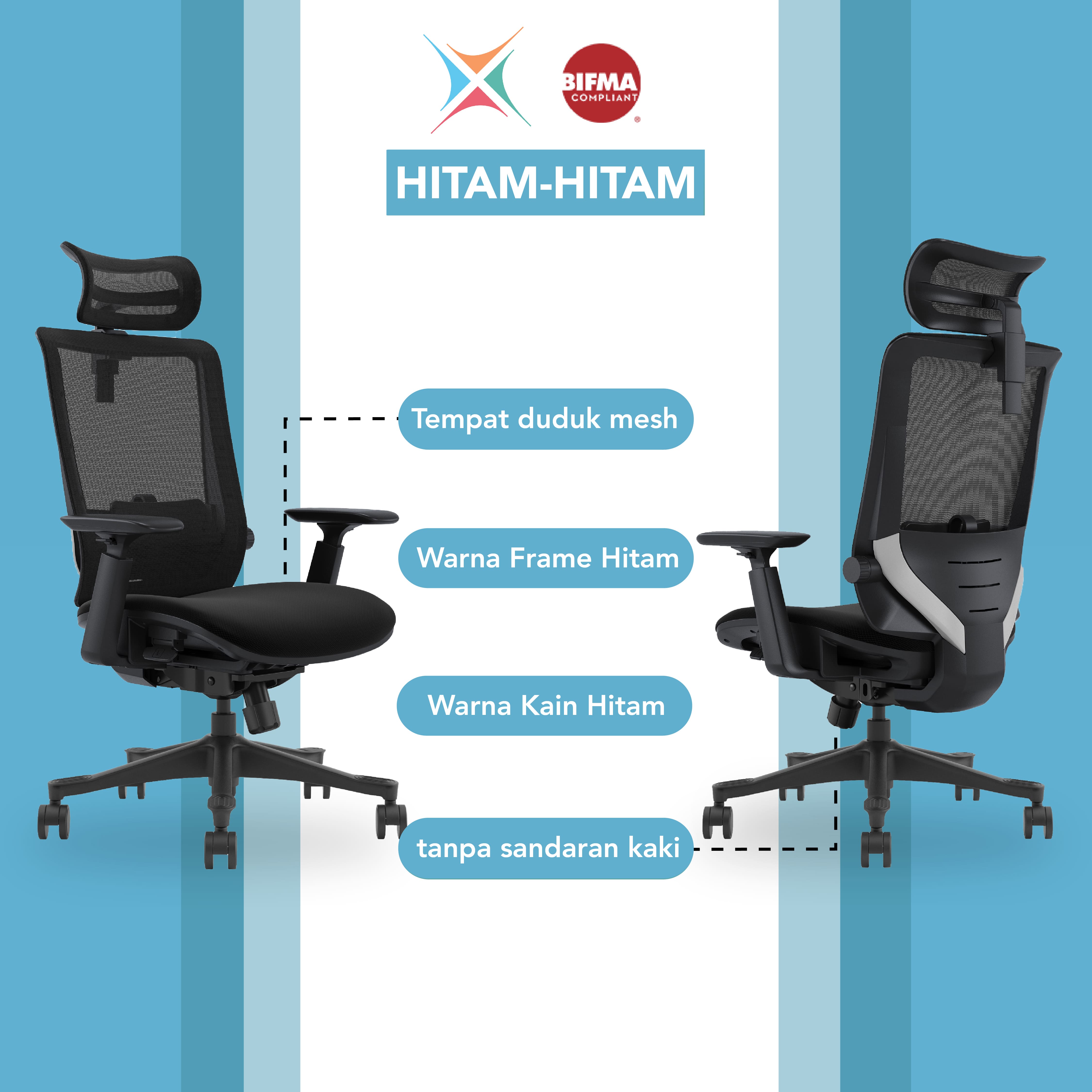 Oxihom FSM6 Full Mesh Foot Rest Kursi Kantor Gaming Belajar Hidrolik ...