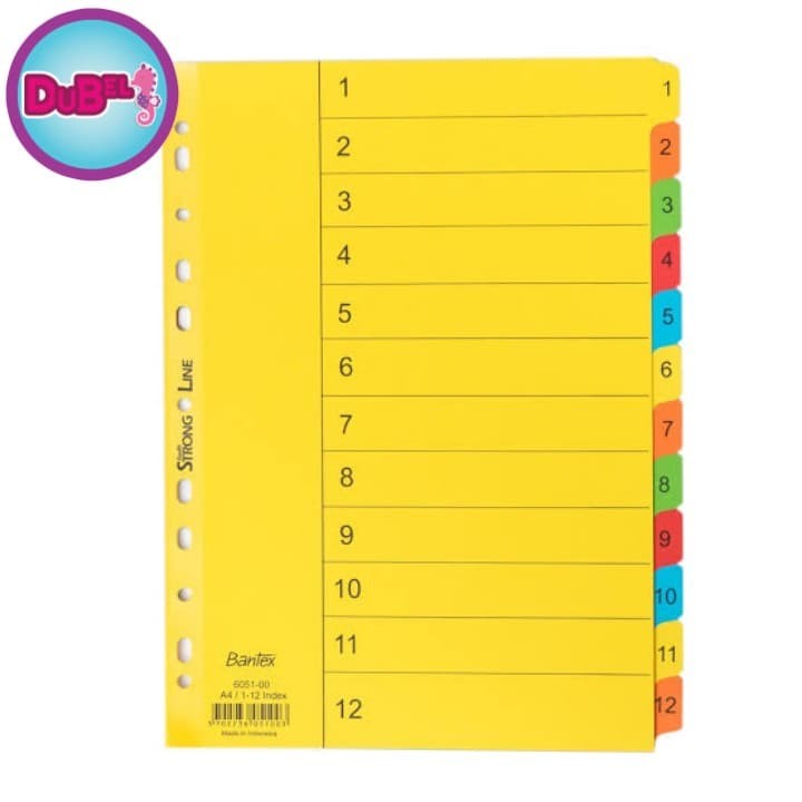 Pembatas File Bantex A4 / Bantex Index Divider A4 1-12 | Lazada Indonesia