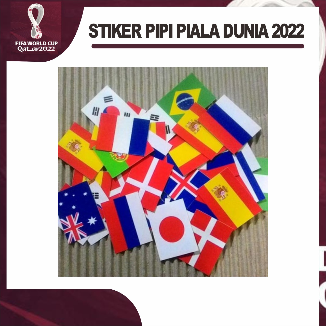 Stiker Pipi Bendera Negara Piala Dunia Sepak Bola | Tempelan Pipi ...
