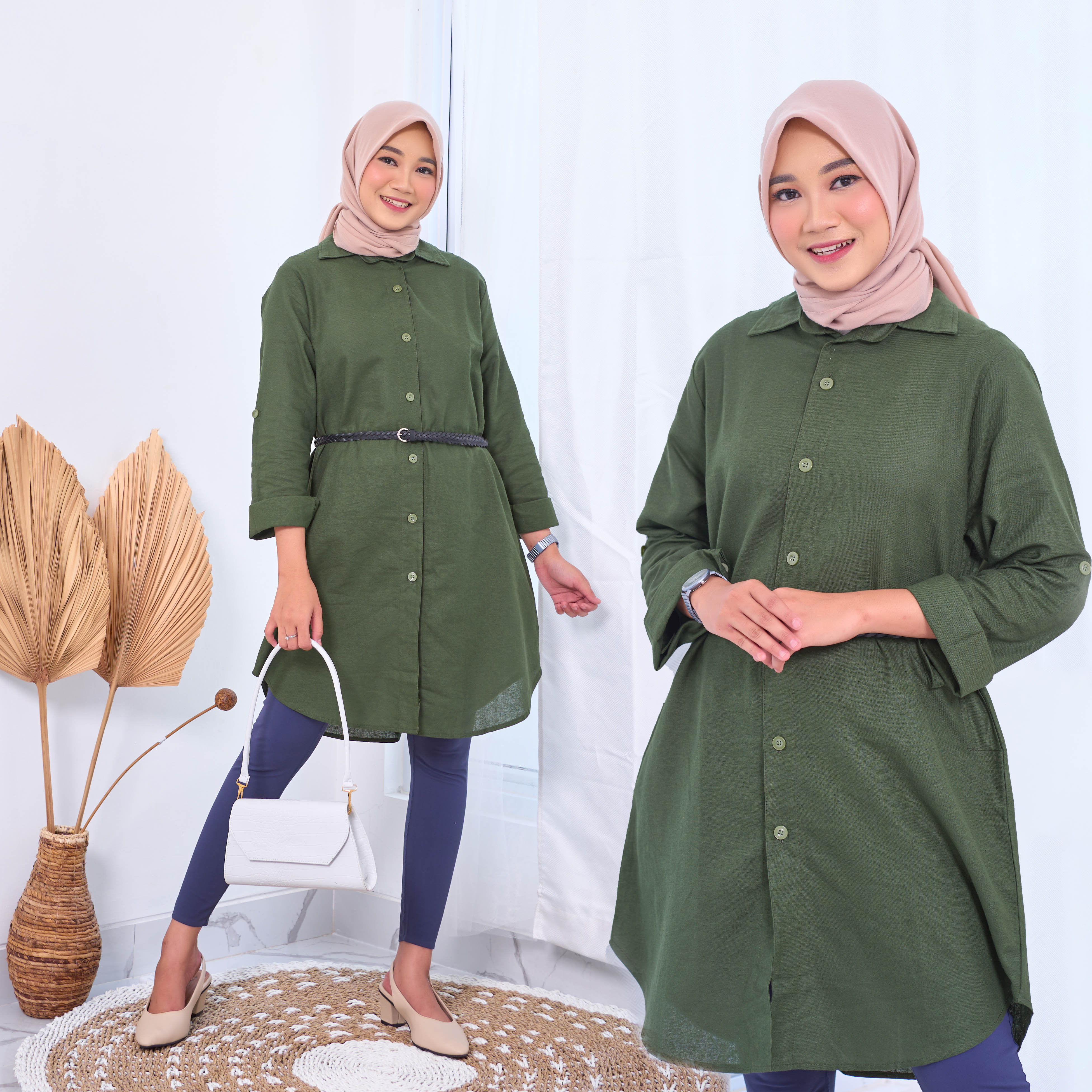HANNAH KEMEJA OSLO YUNA BAHAN RAMI XXL TUNIK KATUN YANDED | Lazada ...