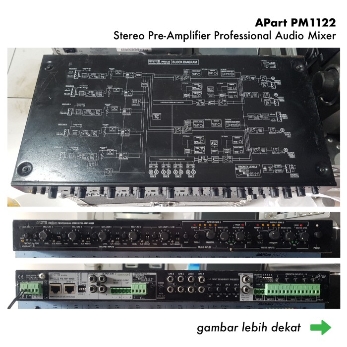 APart PM1122 Stereo Pre Amplifier Professional Audio Mixer Impor Bekas ...