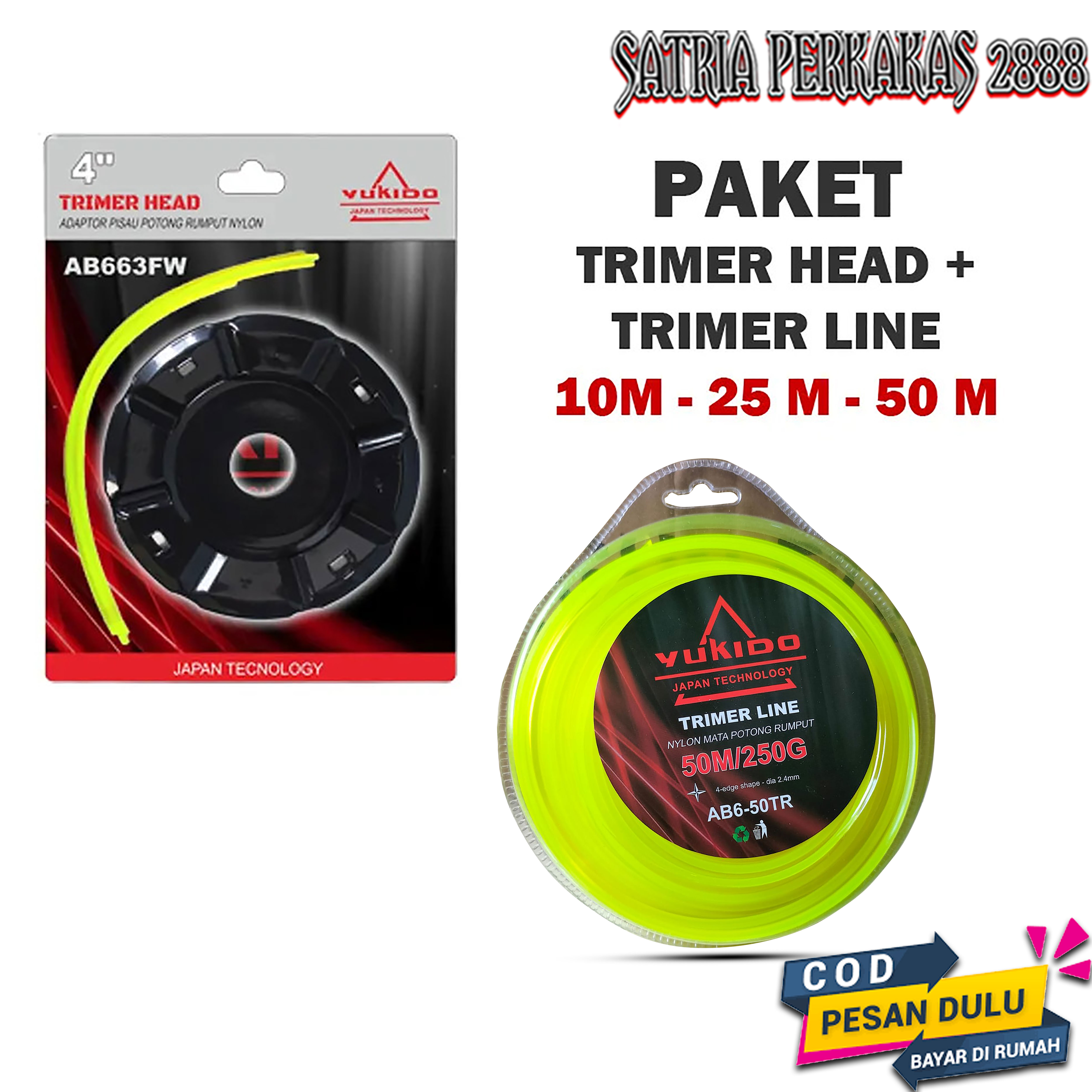 PAKET SENAR POTONG RUMPUT SAK 50 METER UKURAN 2,4MM BENTUK KOTAK TRIMER ...