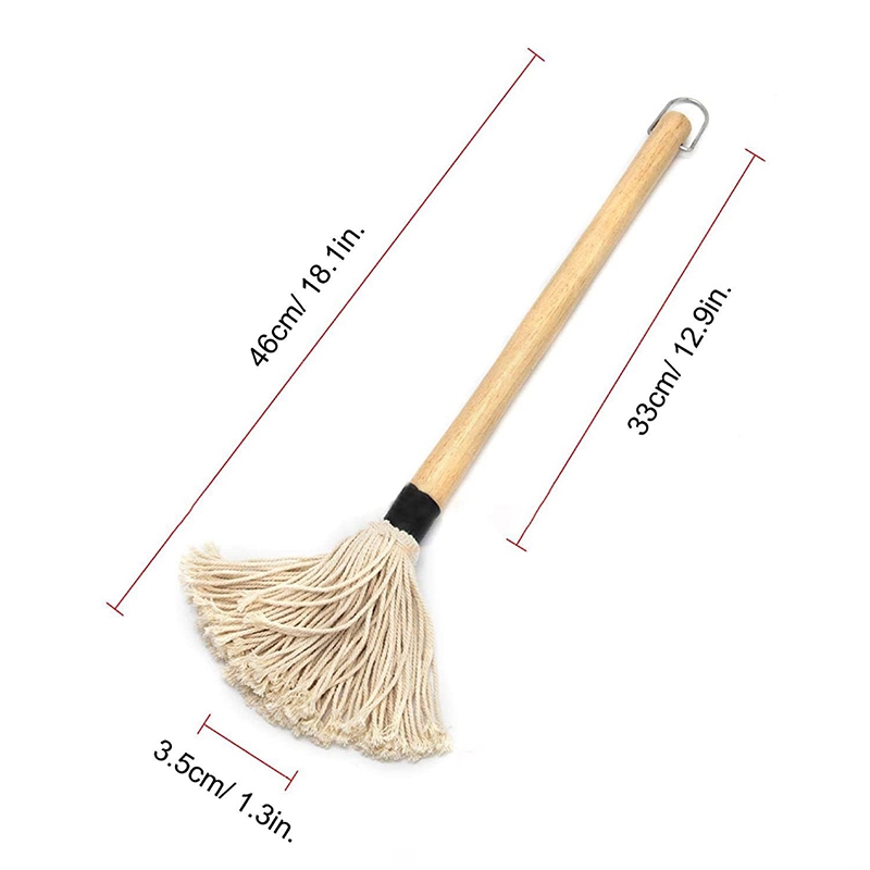 1 Pack Grill Basting Mop Wooden Long Handle with 2 Extra Replacement ...
