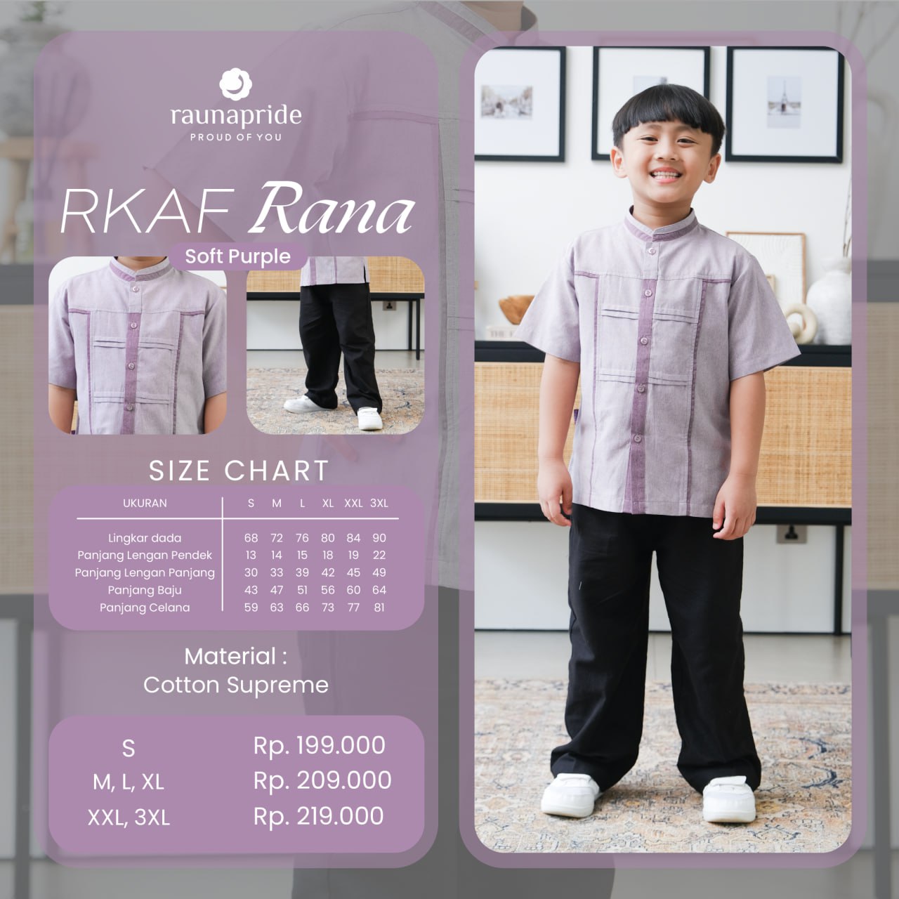 Sarimbit Keluarga Rauna / SR - RANA SOFT PURPLE / Fashion Muslim ...