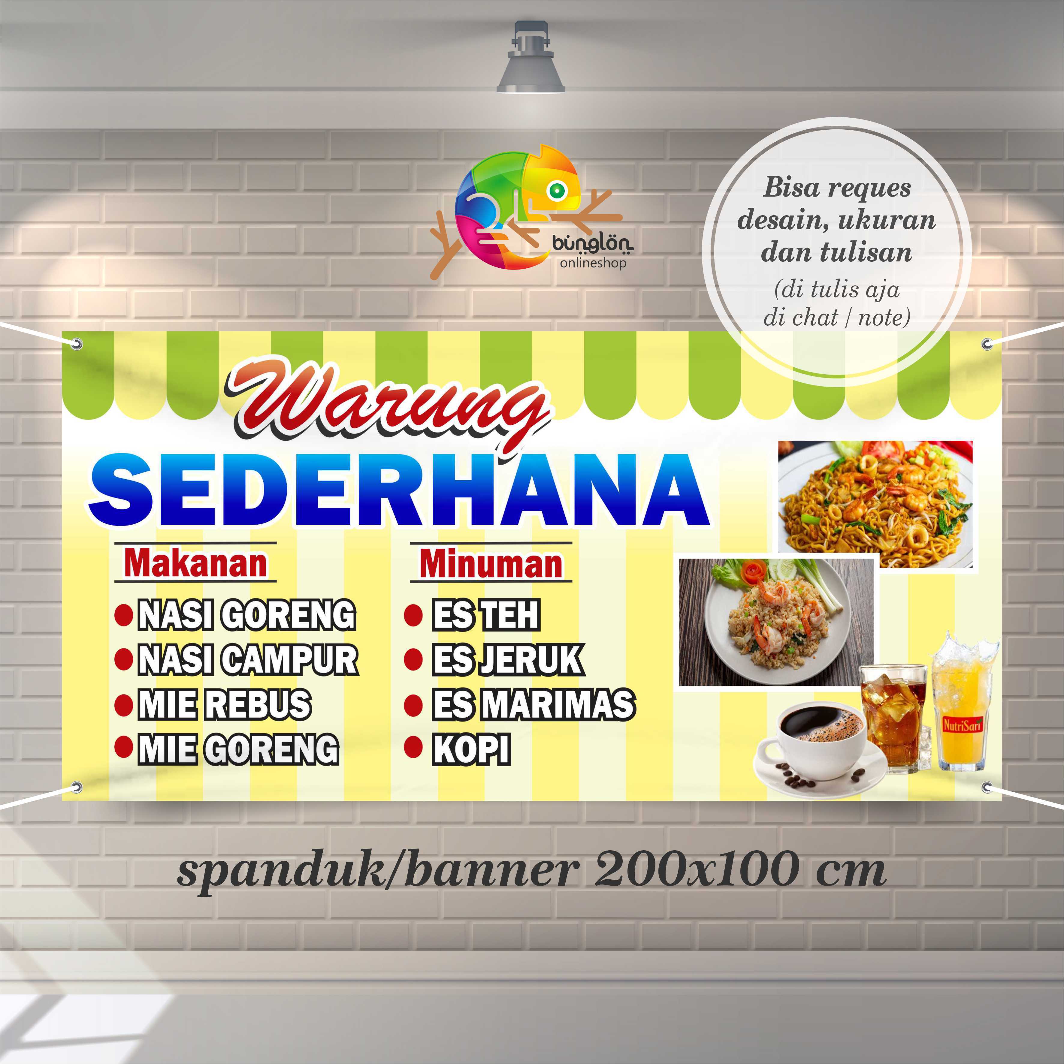 Size 200x100 Cm, Spanduk Banner Warung Makan Sederhana Murah | Lazada ...