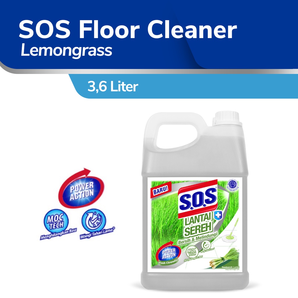 SOS Floor Cleaner Jerigen Sereh 3.6 Liter [Exp : 05.2025] | Lazada ...