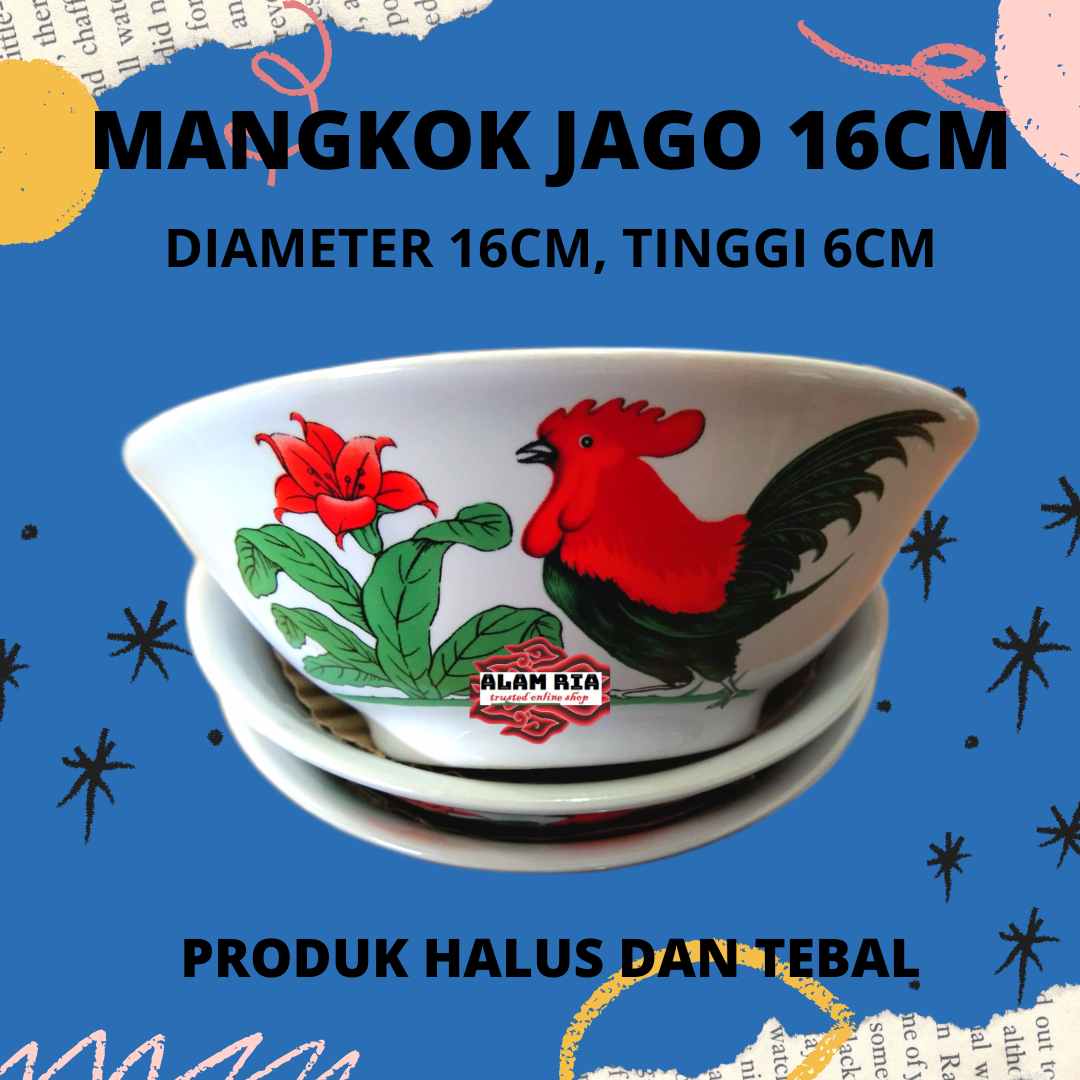 MANGKOK JAGO / MANGKOK MIE AYAM / MANGKOK BAKSO UK16CM / HARGA PER 1PCS ...
