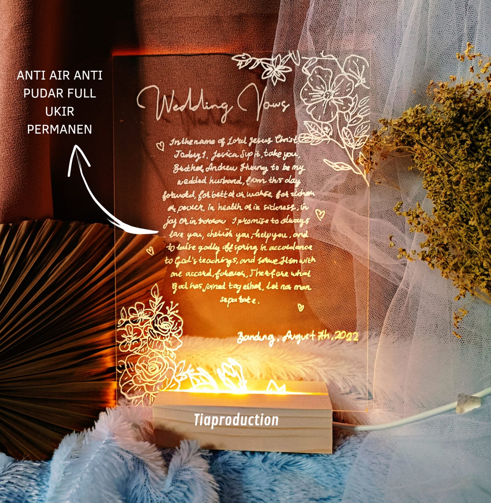 Acrylic lettering with stand LED lamp-lampu tidur akrilik custom hadiah ...