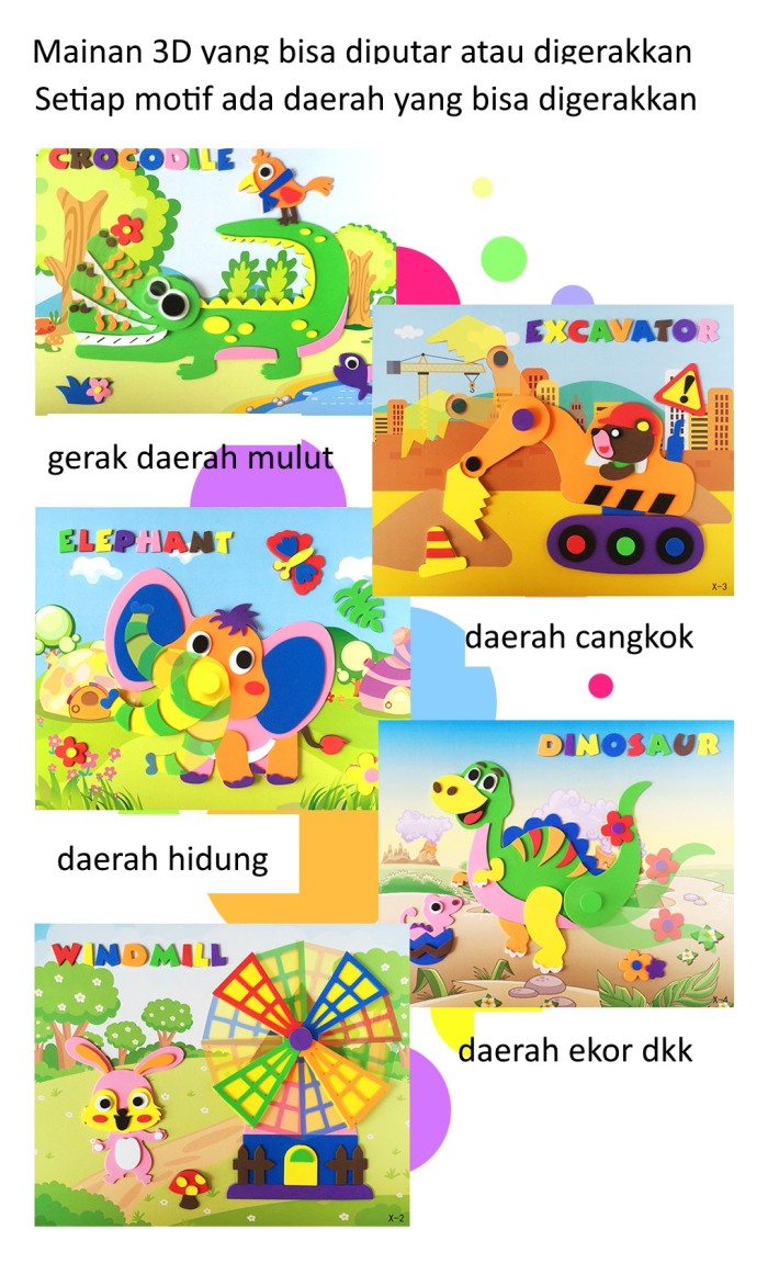 Mainan 3D art bisa putar, Mainan keterampilan tangan EVA kreatif ...