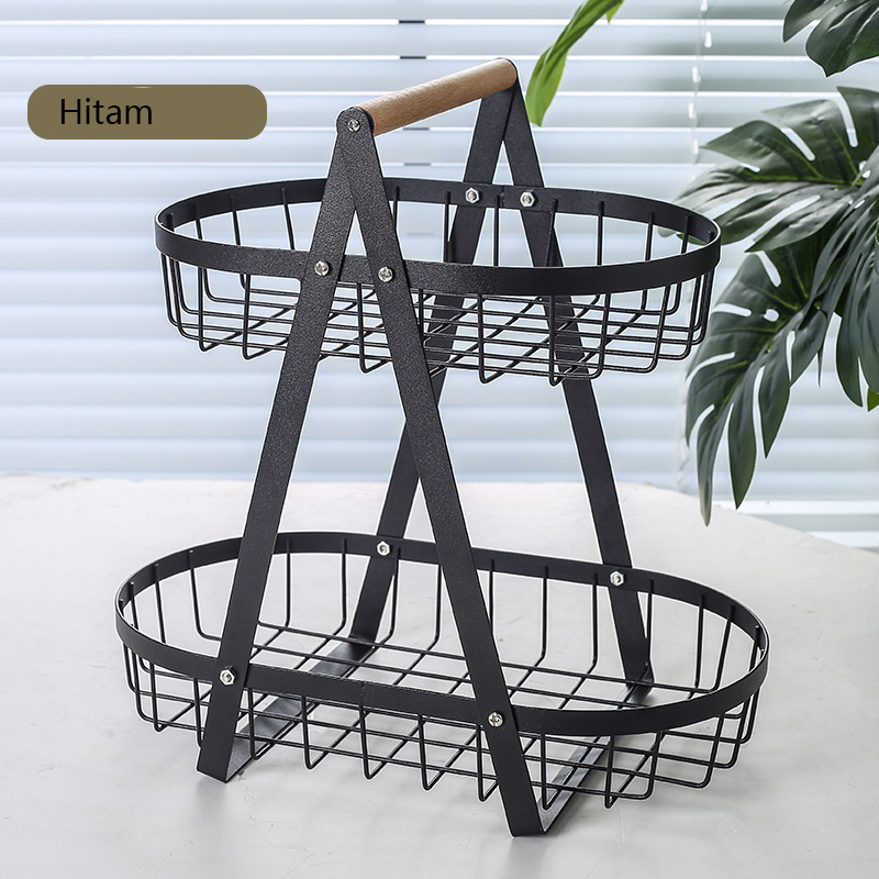 Mi.more Rak Buah Bulat Besi Segitiga Tingkat 2 Serbaguna Puith/Hitam ...