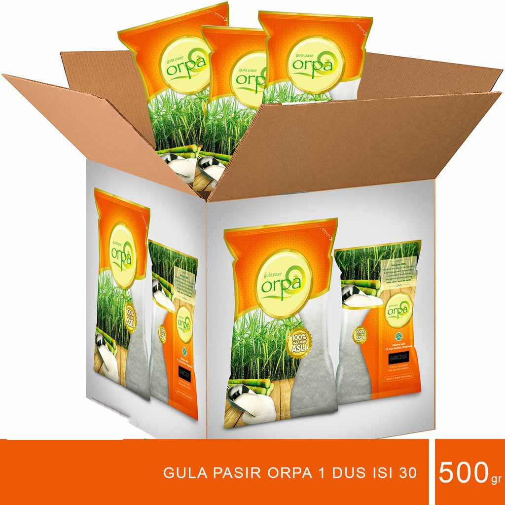 Gula Pasir merek ORPA kemasan 500gr 1 Karton isi 30 pcs | Lazada Indonesia