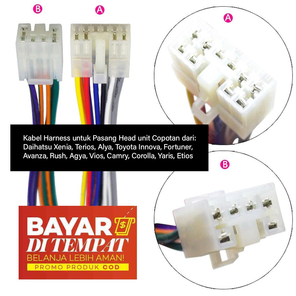 Kabel Soket Head Unit ISO ke Toyota Daihatsu untuk Memasang Head Unit ...