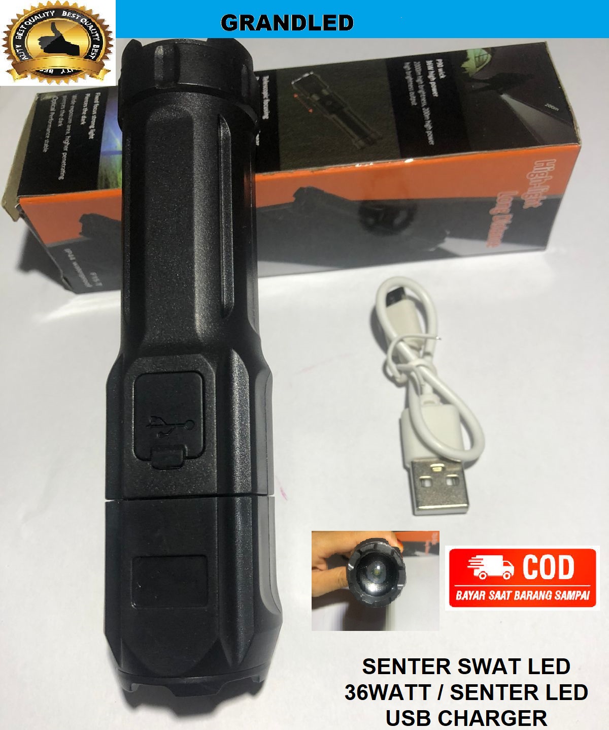 SENTER LED 2 MATA 5 COB MULTIFUNGSI FLASHLIGHT DAN POWERBANK / SENTER ...