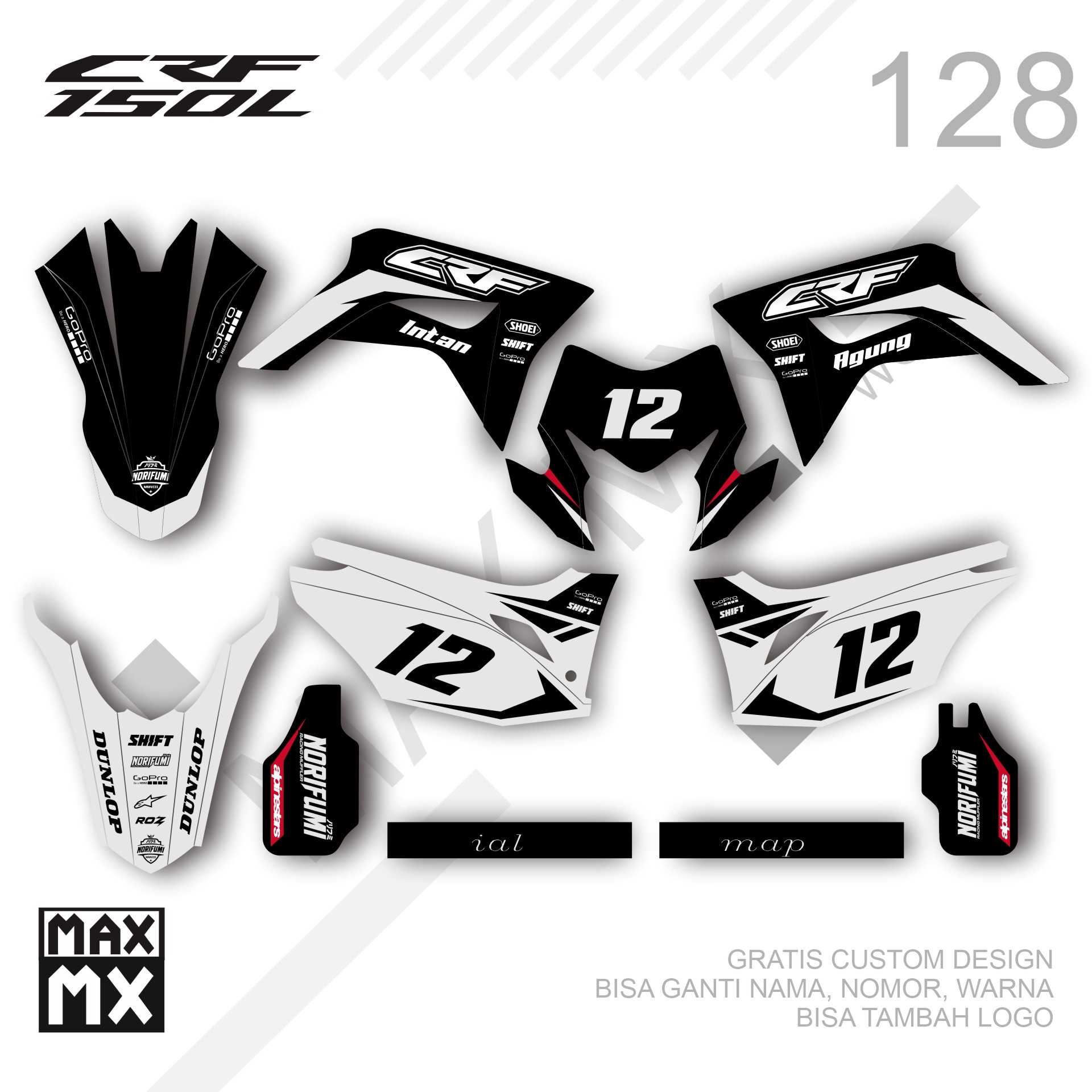STIKER DECAL CRF 150L FULLBODY 128 HITAM SILVER GRAFIS | Lazada Indonesia