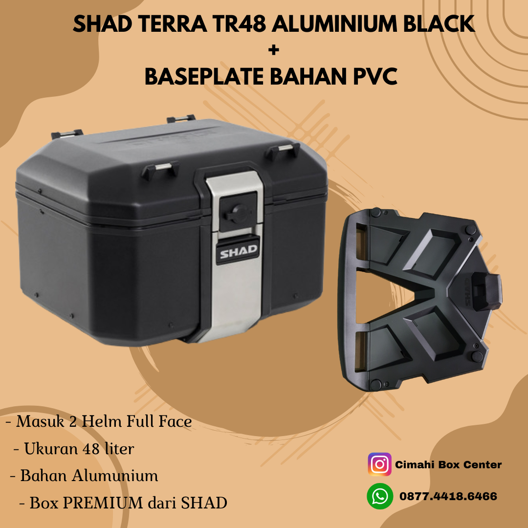 Box Pannier Alumunium Premium SHAD Terra TR48 Black + Baseplate PVC ...