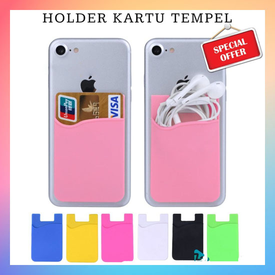 HOLDER KARTU HP TEMPEL / TEMPAT KARTU ATM HP / STICKY CARD HOLDER ...