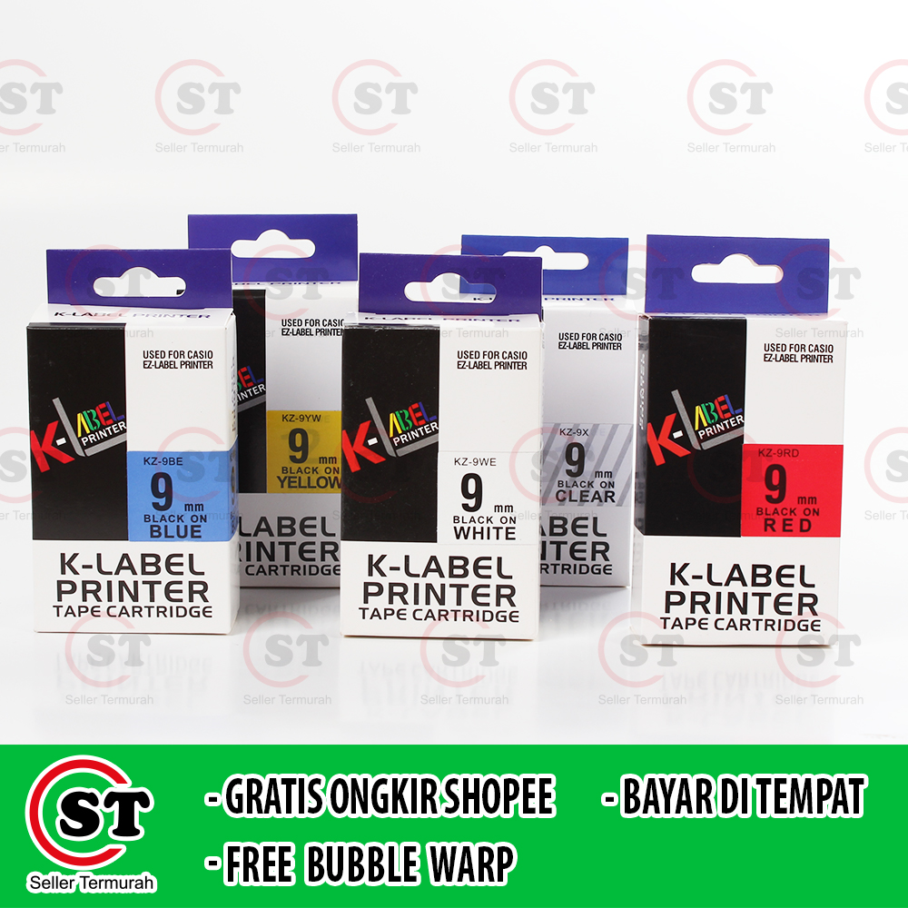 Kertas K Label 9mm / K Label 9 mm - Label Casio 9mm Compatible ...