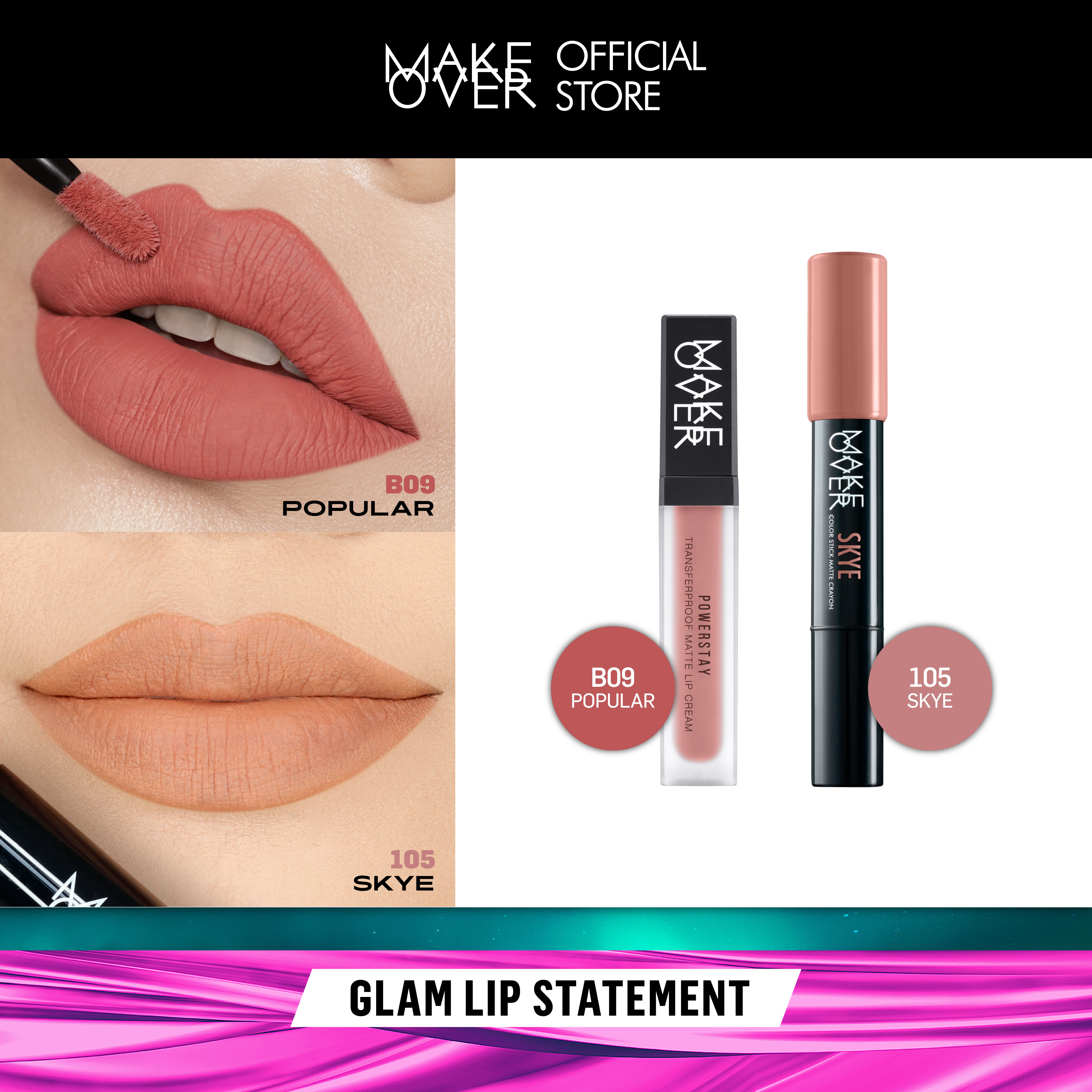 Make Over Glam Lip Statement | Matte Bundle - Transferproof Matte Lip ...