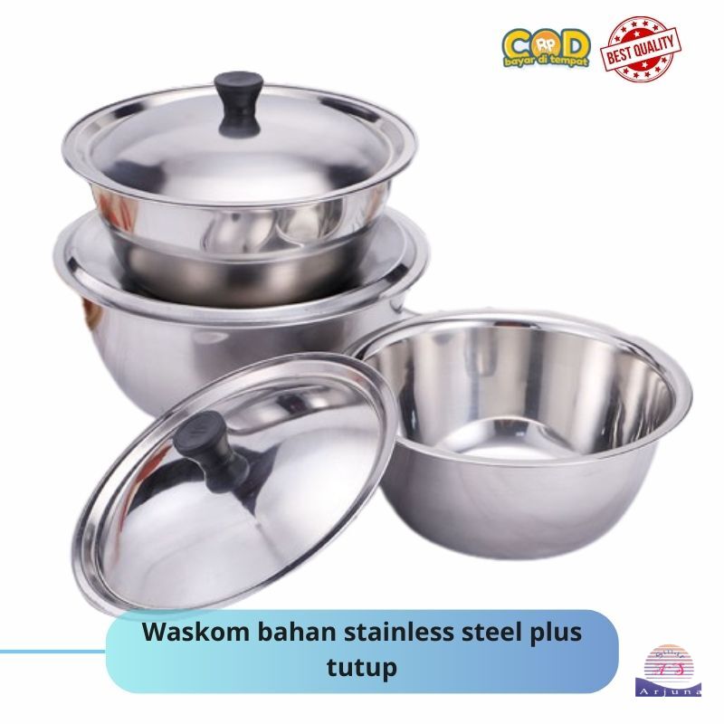Waskom Stainless Plus Tutup/Baskom Tutup Stainless Steel | Lazada Indonesia