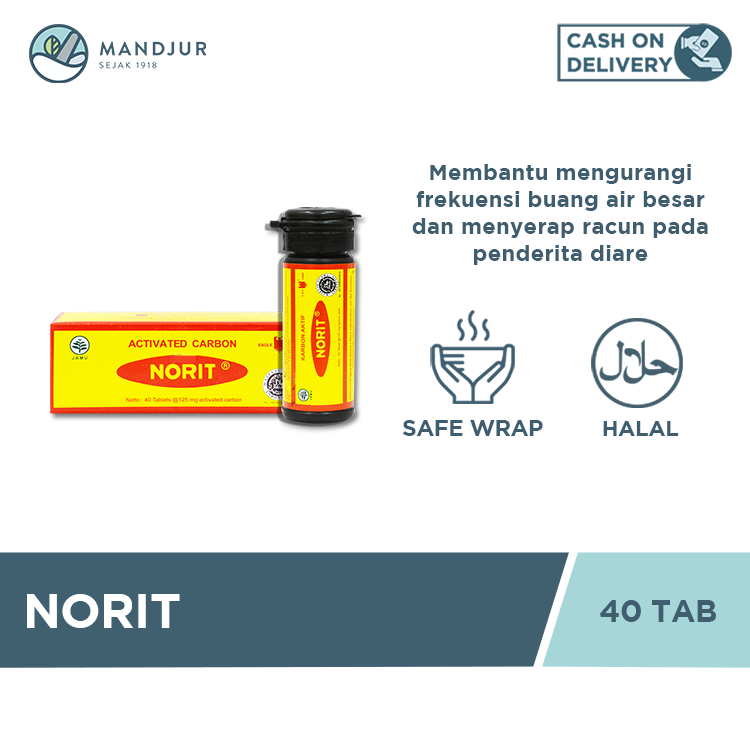 Norit Karbon Aktif 40 Tablet - Obat Diare, Kembung, dan Penyerap Racun ...