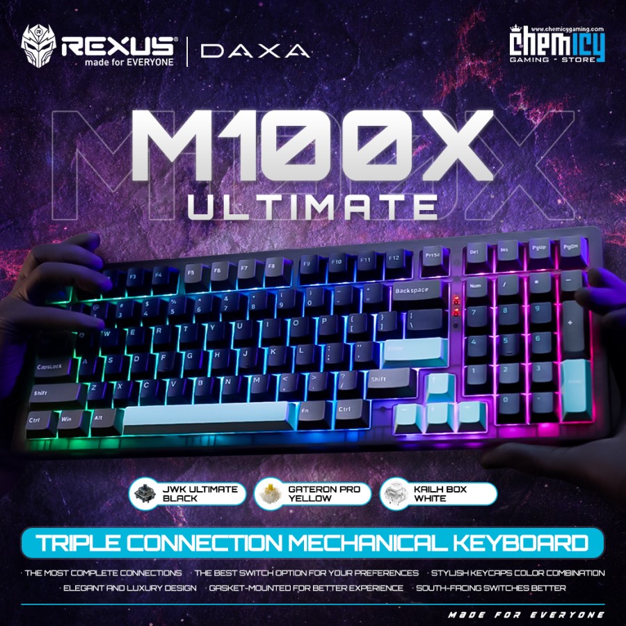 Rexus Daxa M100X Ultimate Wireless RGB Mechanical Gaming Keyboard ...