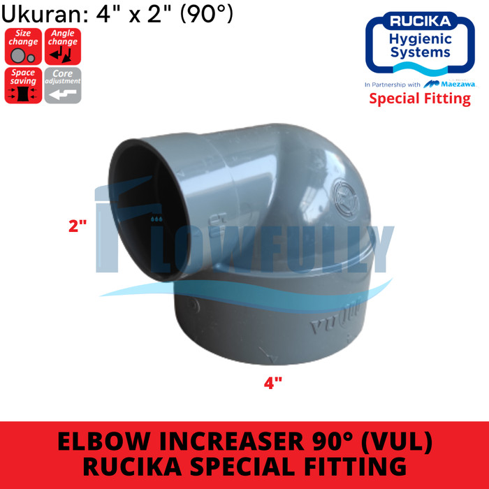 ELBOW INCREASER 90 4 x 2 INCH RUCIKA VUL KNEE OVERLOOP VLOK REDUCER ...