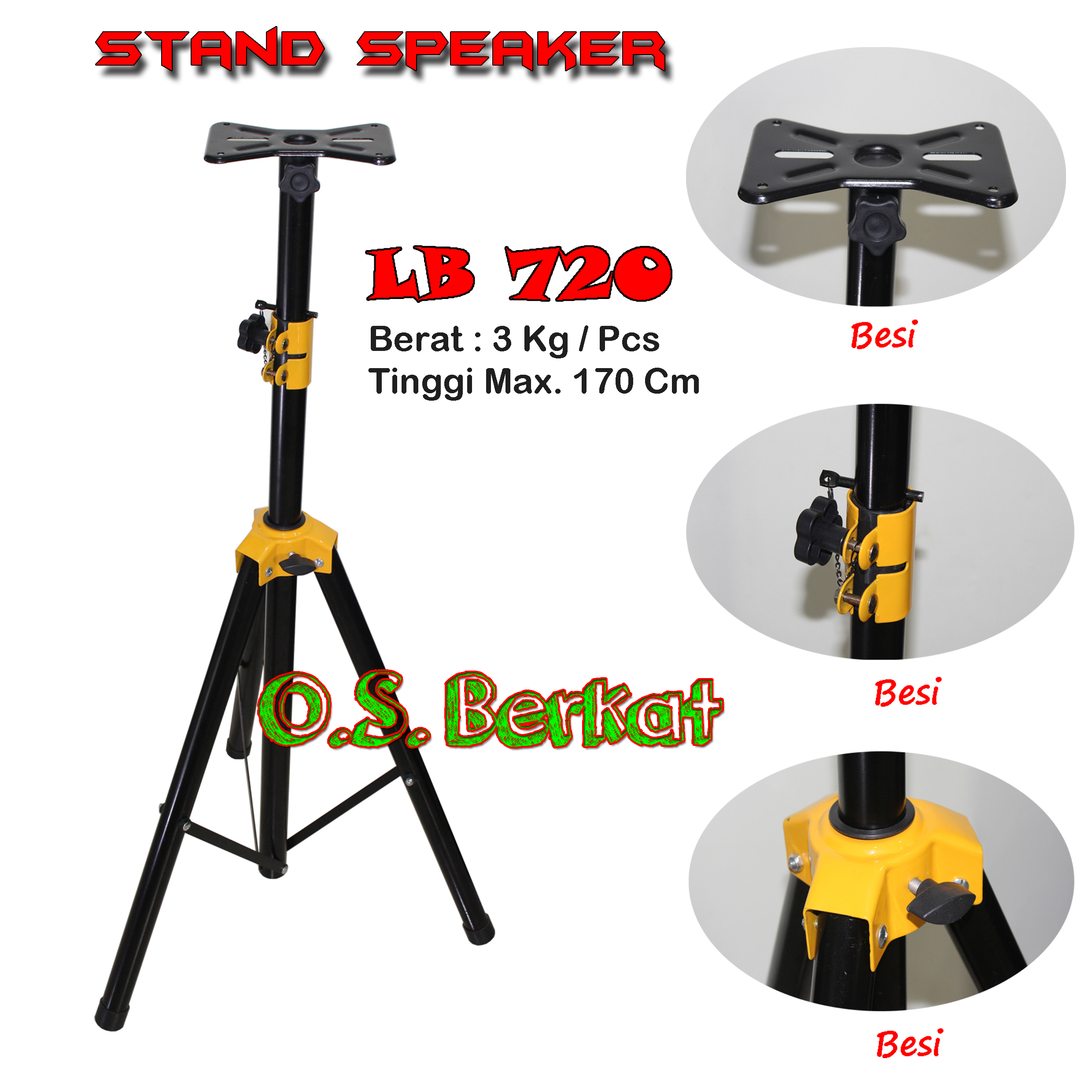 Stand Speaker LB 720 Full Besi / Tripod Spiaker 170 cm Hitam Kuning ...