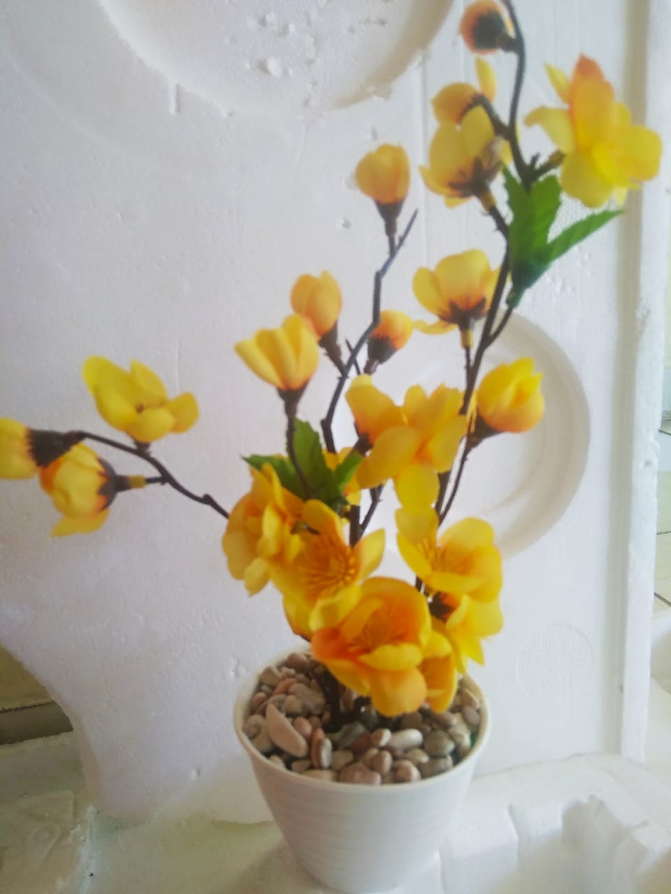 Bunga Sakura Plastik Lengkap Dengan Pot Dan Rumput sintetis /Bunga Hias ...