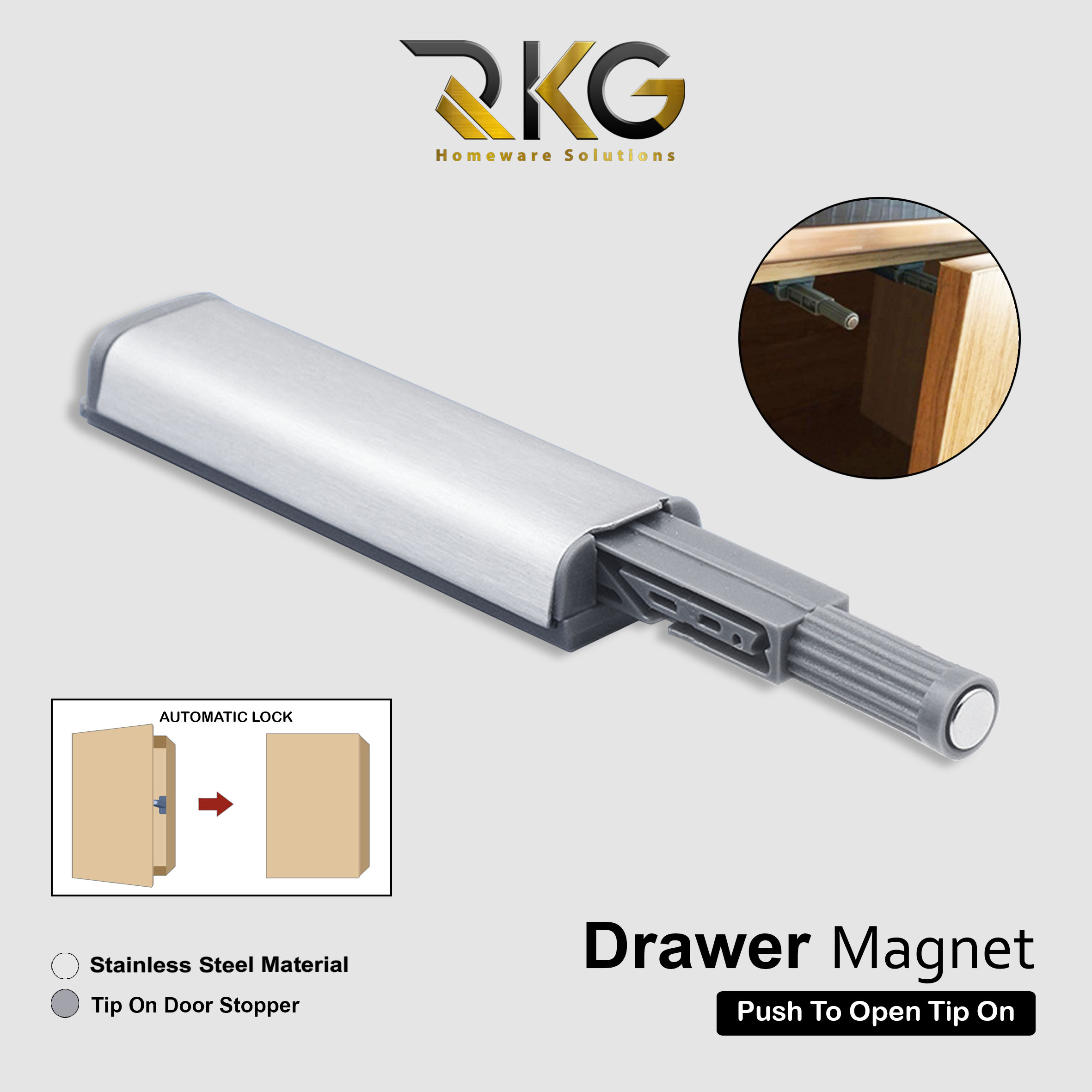 RKG Push To Open Tip On Magnet Self Rebounder Premium Damper Catches rkg-push-to-open-tip-on-magnet-self-rebounder-premium-damper-catches