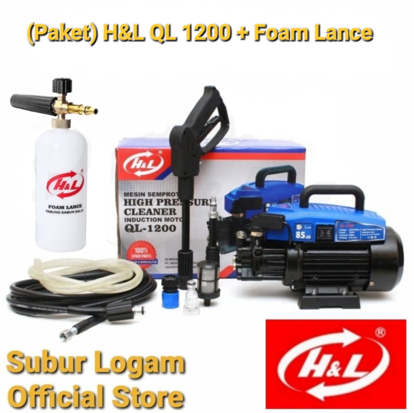 (Paket) QL 1200 + Foam Lance HL Jet Cleaner Steam Cuci Mobil H&L HL ...