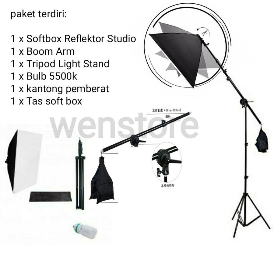 kit lampu softbox foto Studio dan tiang telescopic lighting Overhead ...