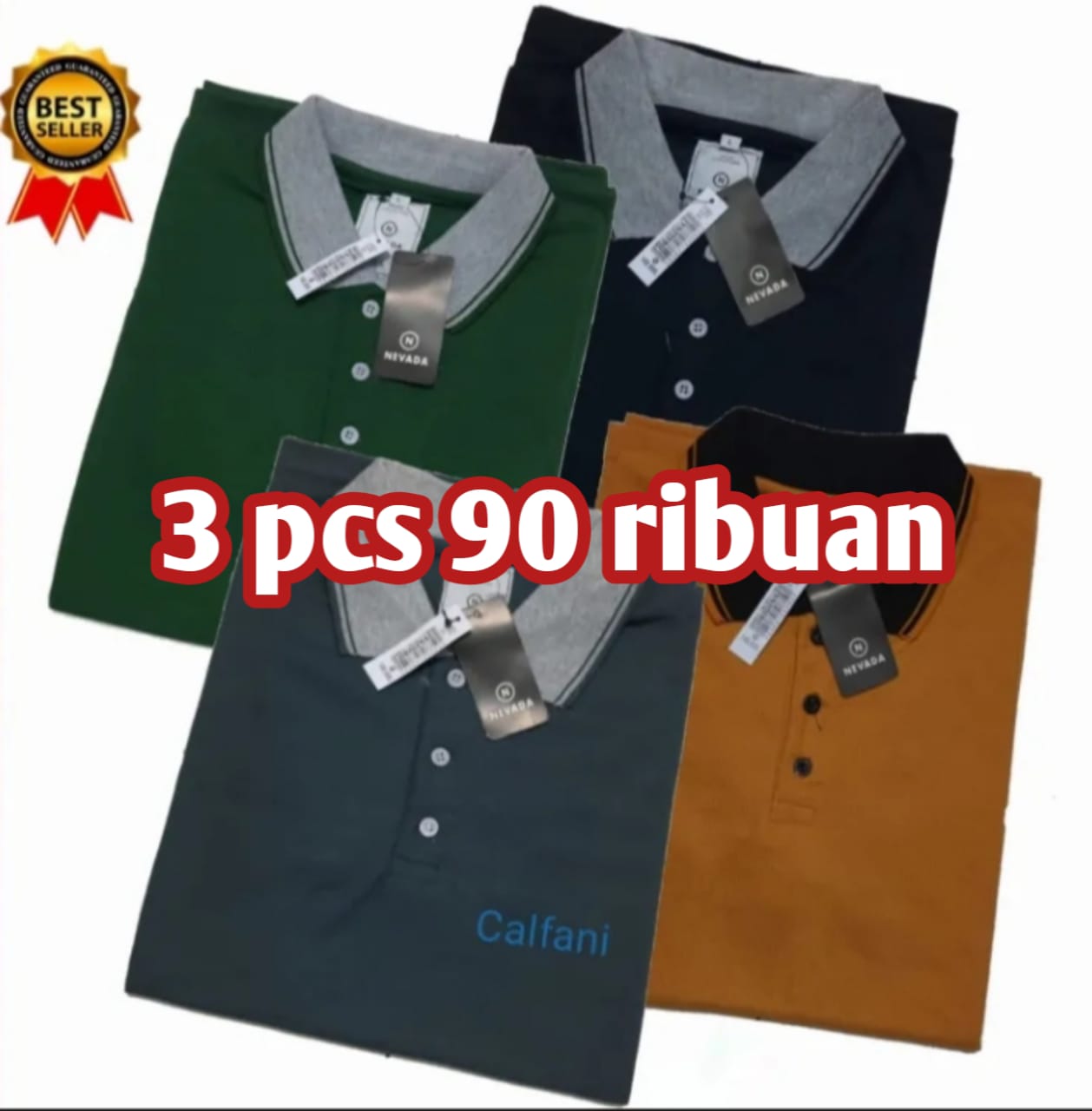 Paket hemat 3pcs 90 ribuan II kaos kerah polos pria berlengan pendek II ...