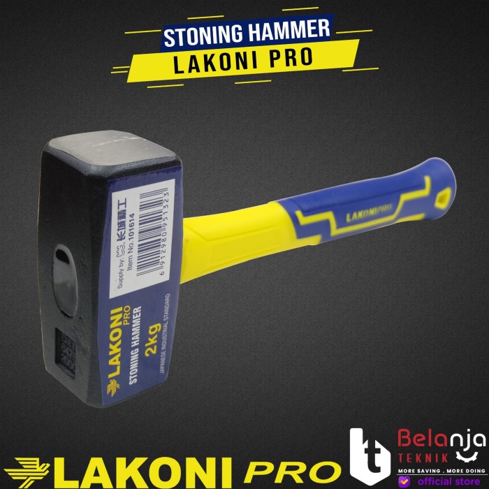 Lakoni Pro Palu Batu Gagang Fiber 2 KG Stoning Hammer 2KG Martil Beton ...