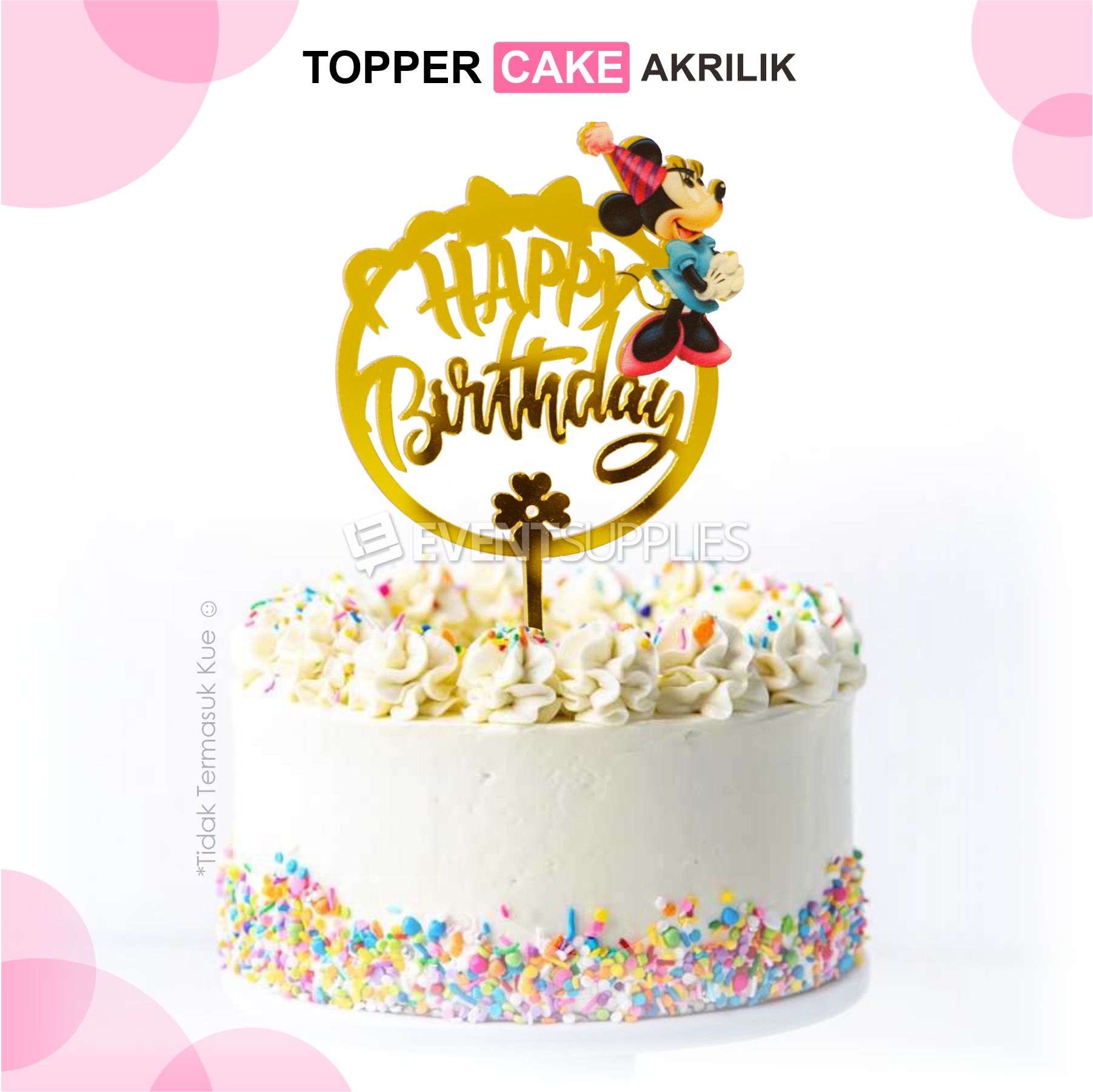 Topper Cake Kue/Roti/Ulang Tahun Akrilik Topping Hiasan Happy Birtdhay ...