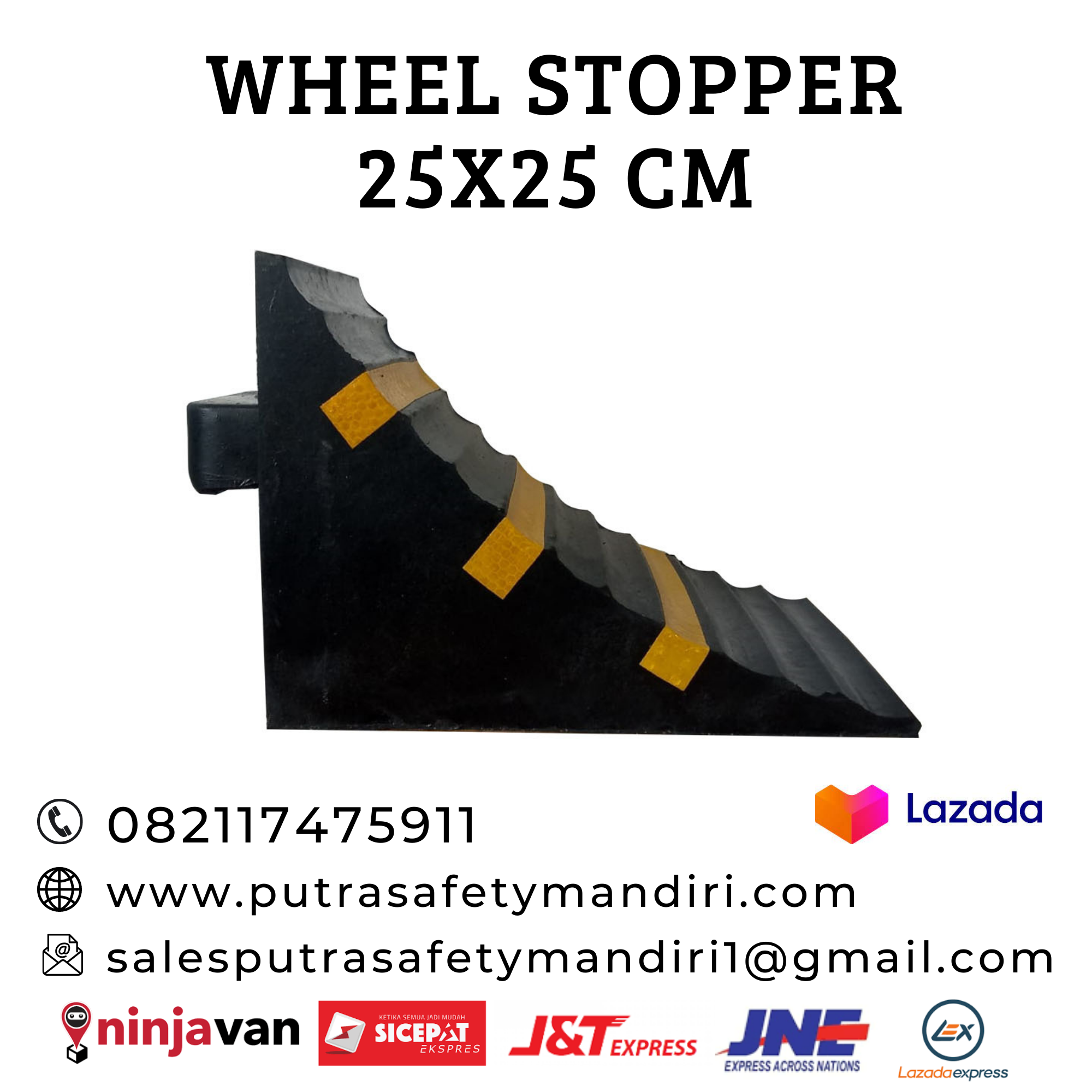 WHEEL STOPPER KARET RUBBER 25 X 25 CM PENGGANJAL BAN TRUCK ANTI SLIP ...