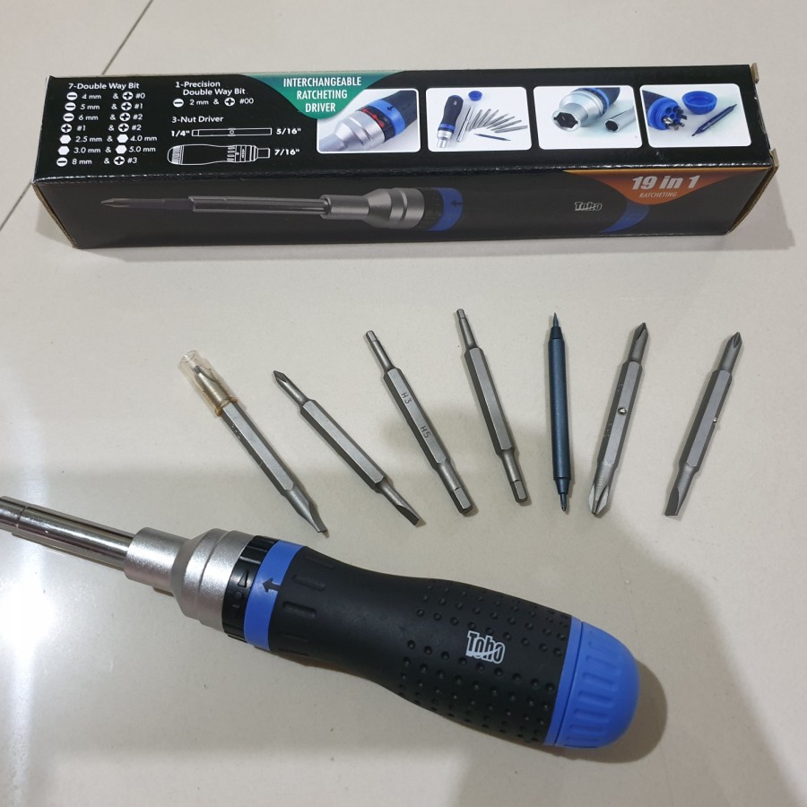 OBENG INTERCHANGEABLE RACHET DRIVER SET 19 in 1 | Lazada Indonesia