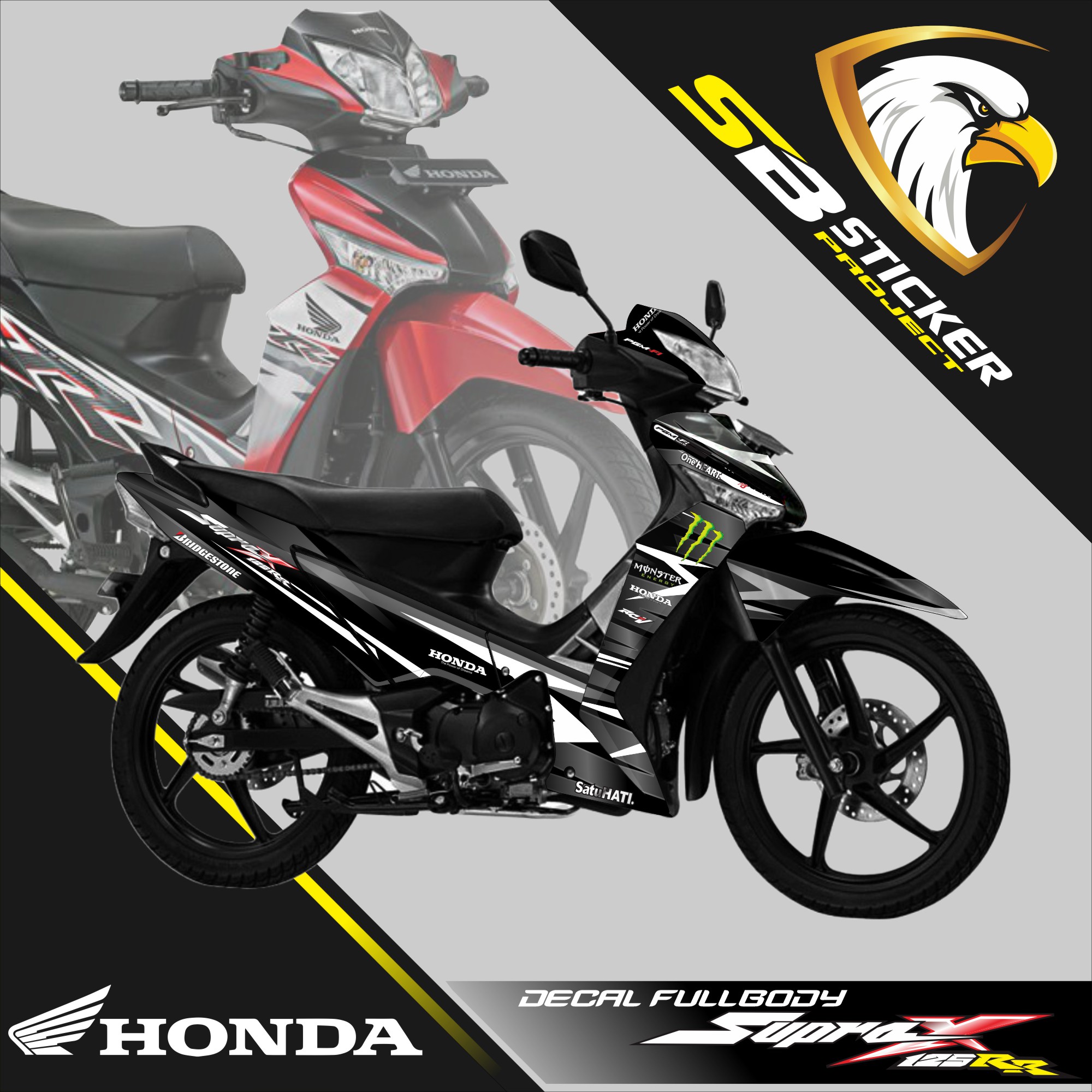 DECAL FULL BODY SUPRA X 125 - DECAL STICKER FULL BLOCK SUPRA X 125 2007 ...