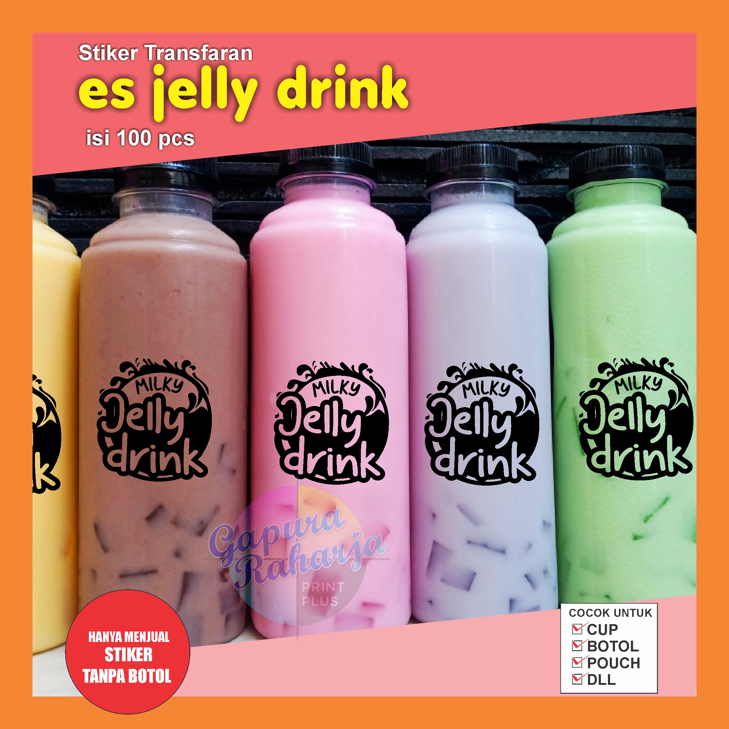 Stiker kemasan Es Jelly Drink Transfaran isi 100 | Lazada Indonesia