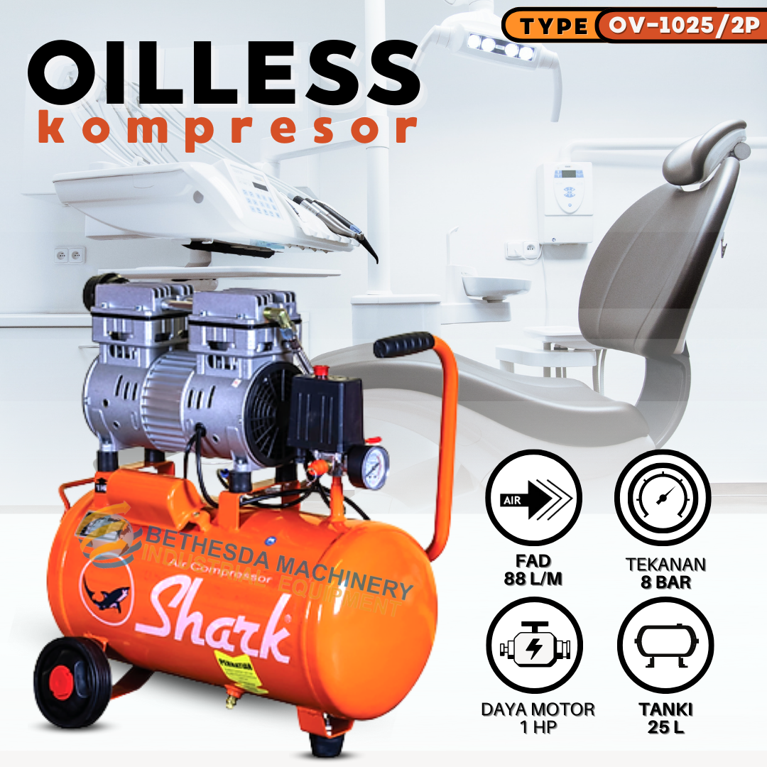 Kompresor Angin Shark 1 HP Air Compressor Oiless 1HP 25 Liter | Lazada ...