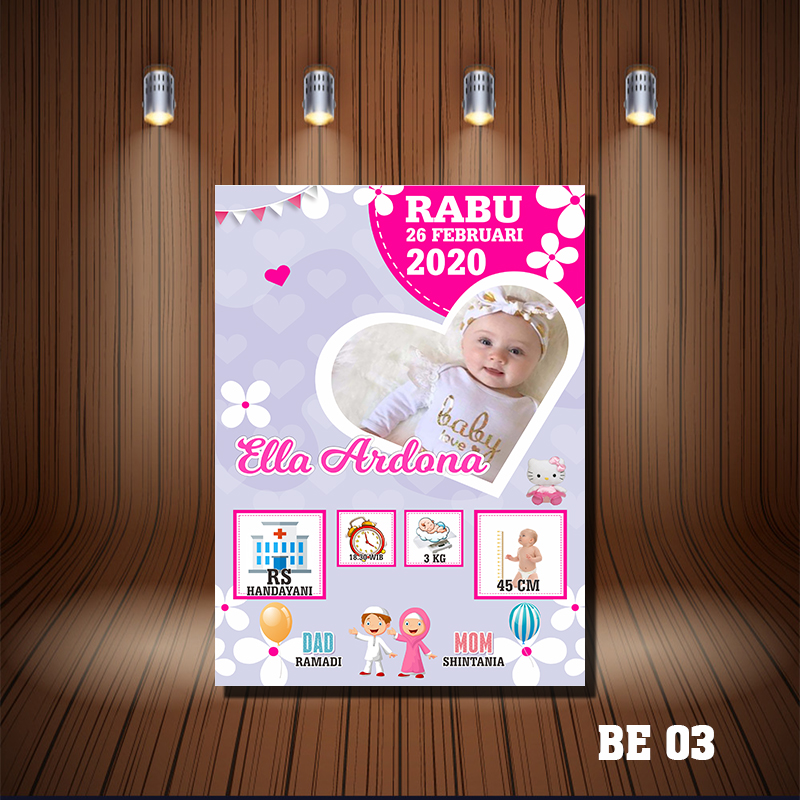 WALL DECOR Biodata Bayi Bingkai 20x30 cm / Hiasan Dinding Biodata Bayi ...