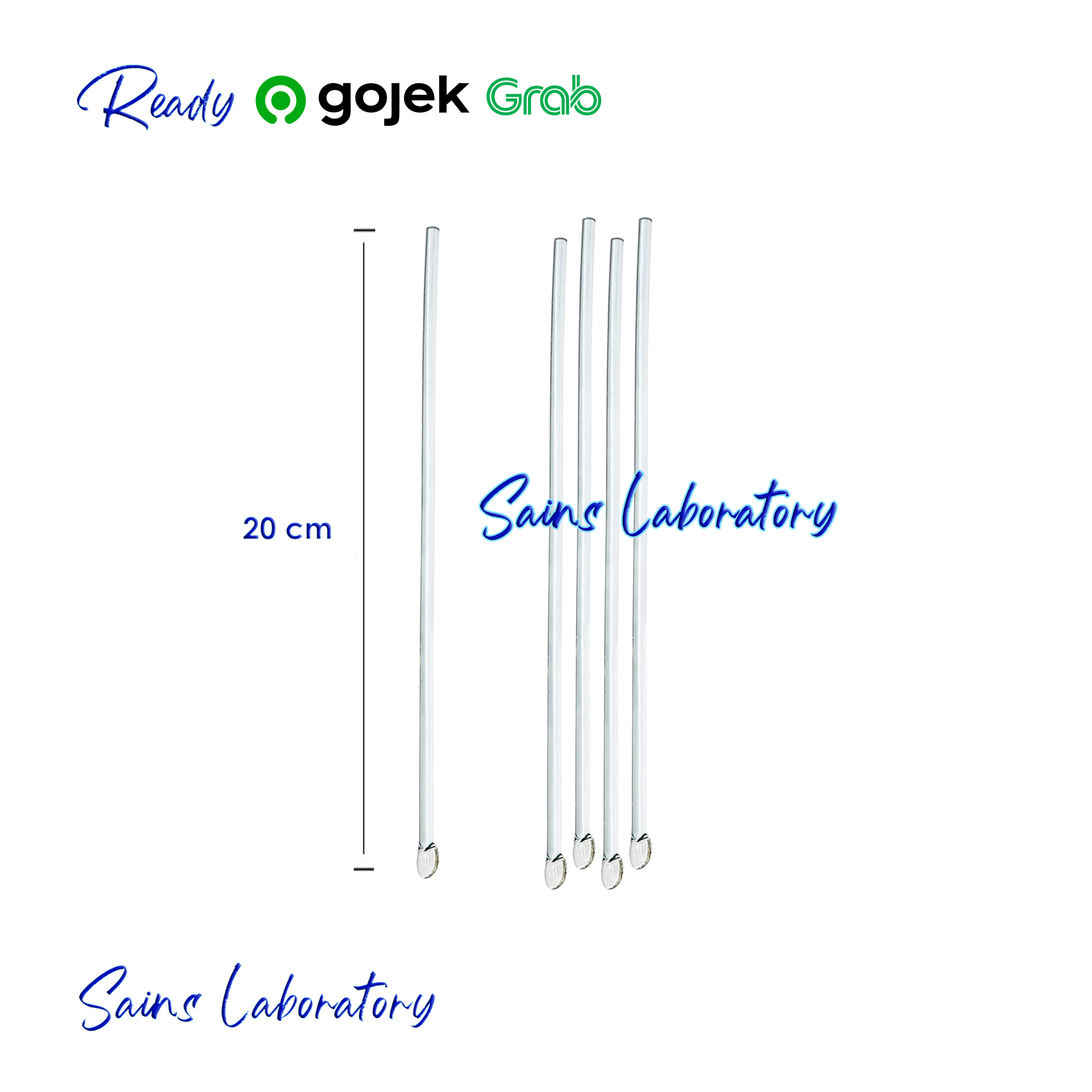 Spatula Kaca Batang Pengaduk Kaca Glass Rod Stirrer Spatel Kaca 20 cm ...