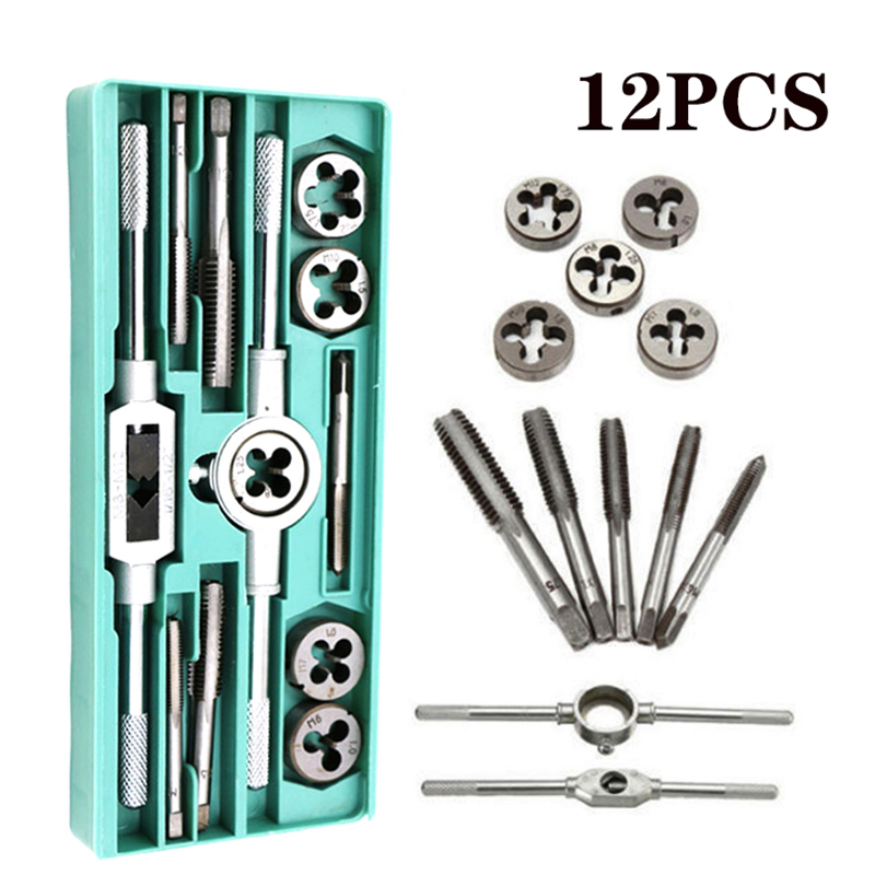 Hand tap / hand tab set 8pcs m3-m12 gagang Alat Die Set Tapping Drat Metric Lubang Skrup Baut ...