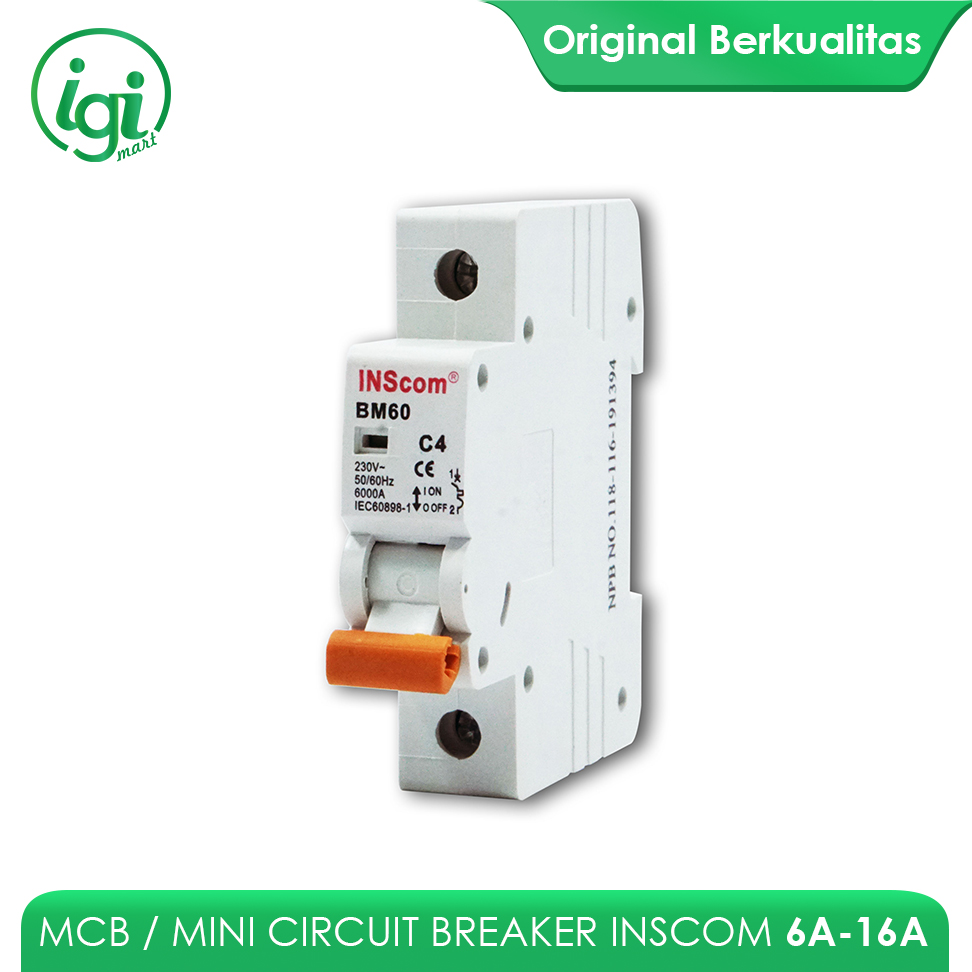 MCB LISTRIK INSCOM 1P 6A 10A 16A / MINI CIRCUIT BREAKER 1 PHASE | Lazada Indonesia