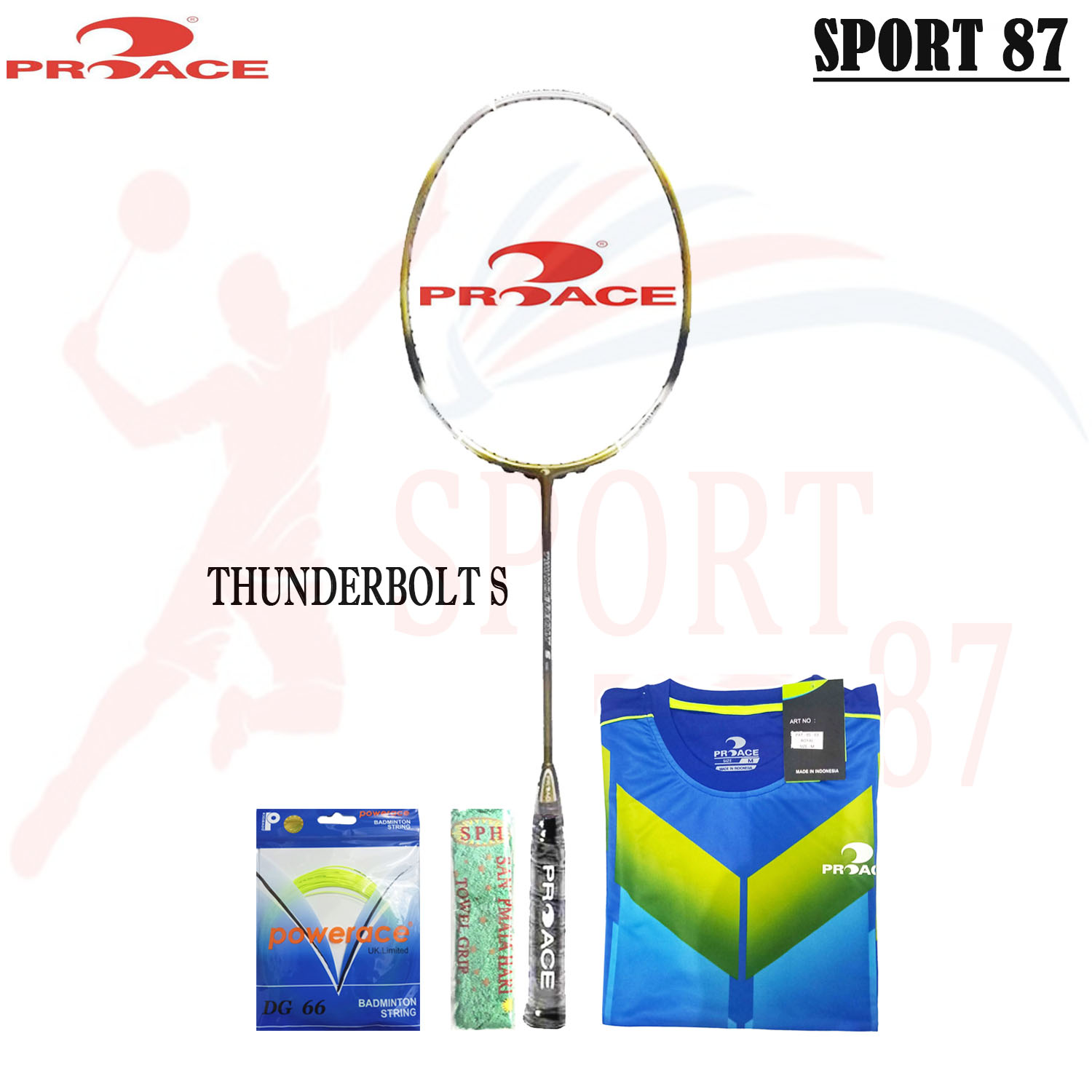 Raket Badminton Pro Ace Thunderbolt S Bonus Komplit Raket Pro Ace ...